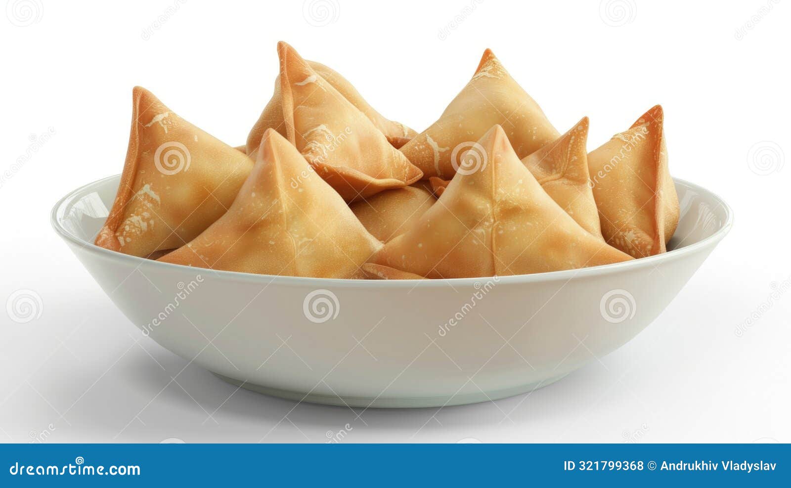 Realistic 3d Samosas On Plate With Mint - Photorealistic Pastiche ...