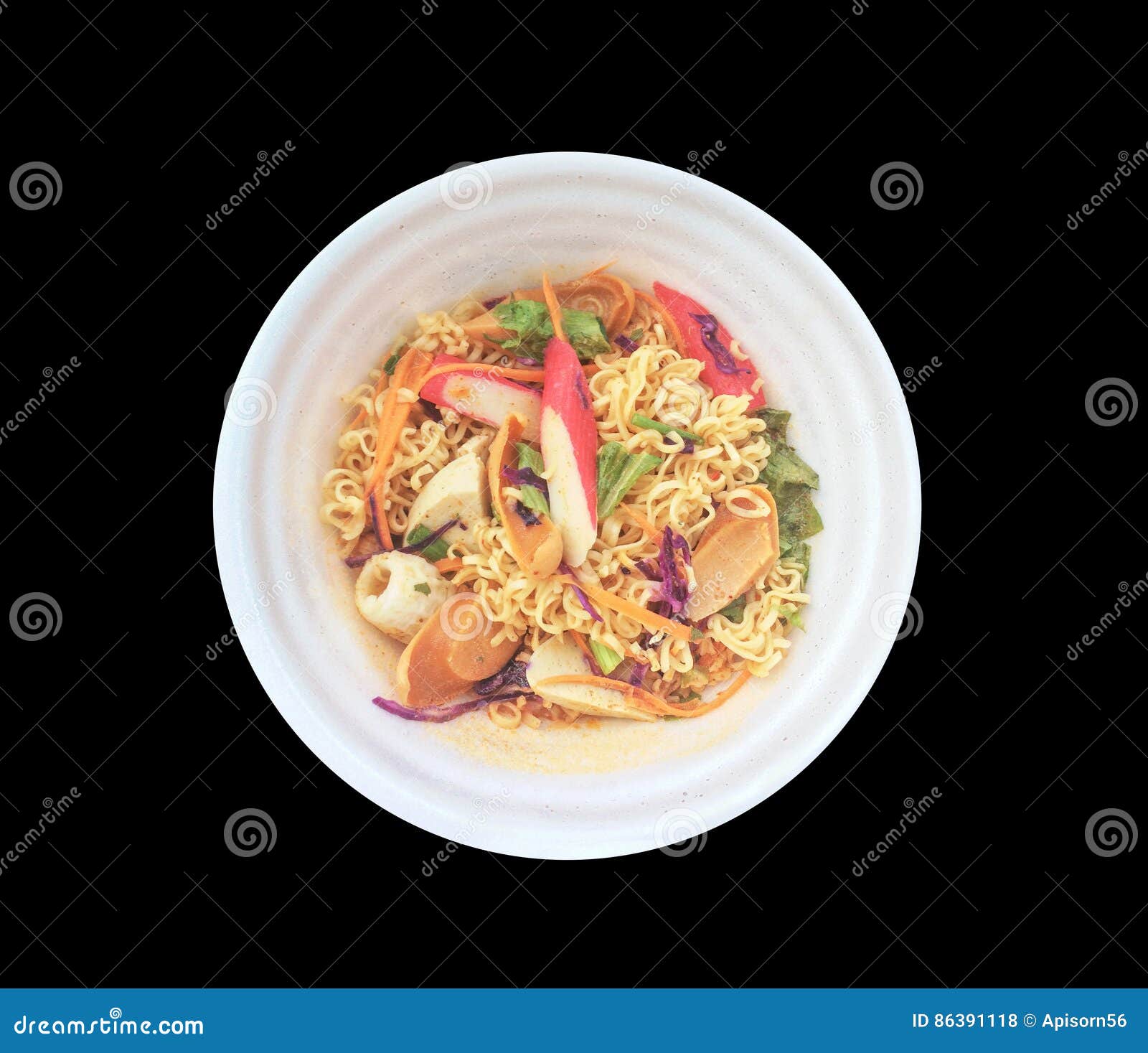 Bowl of Instant Noodles from Top View.Isolated Stock Photo - Image of ...