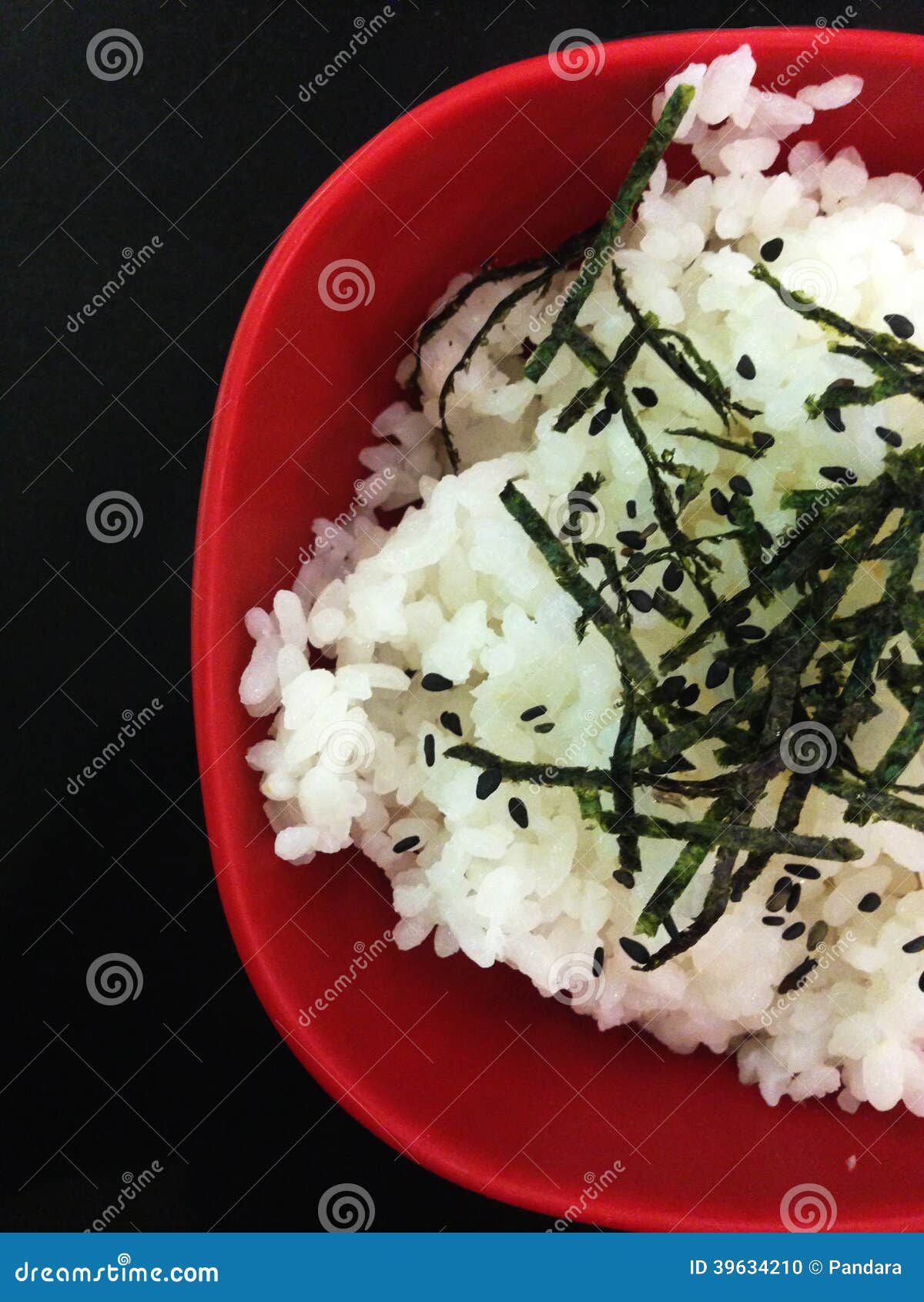 Bowl of Japanese Rice with Seaweed Stock Photo - Image of wheat ...