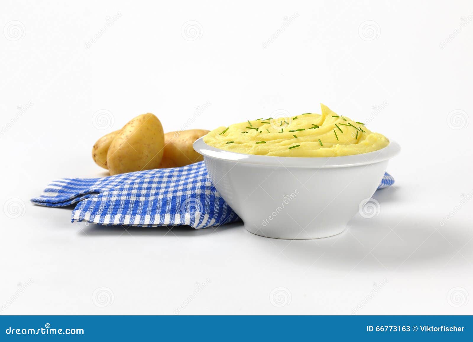 Bowl of Mashed Potatoes with Chives and Raw Potatoes Stock Image ...