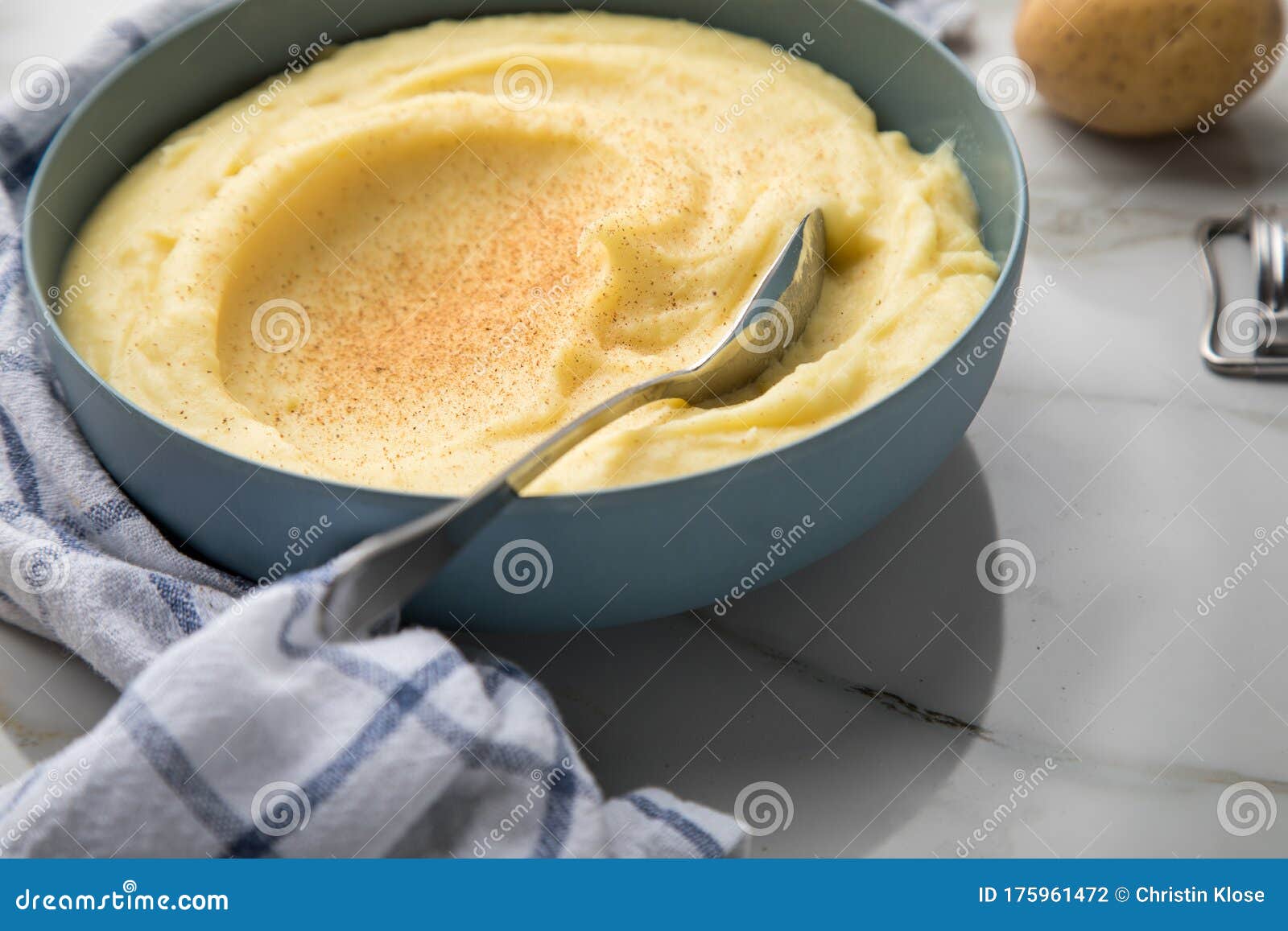 Bowl with Mashed Potatoes and Ingredients As Potato, Nutmeg with ...