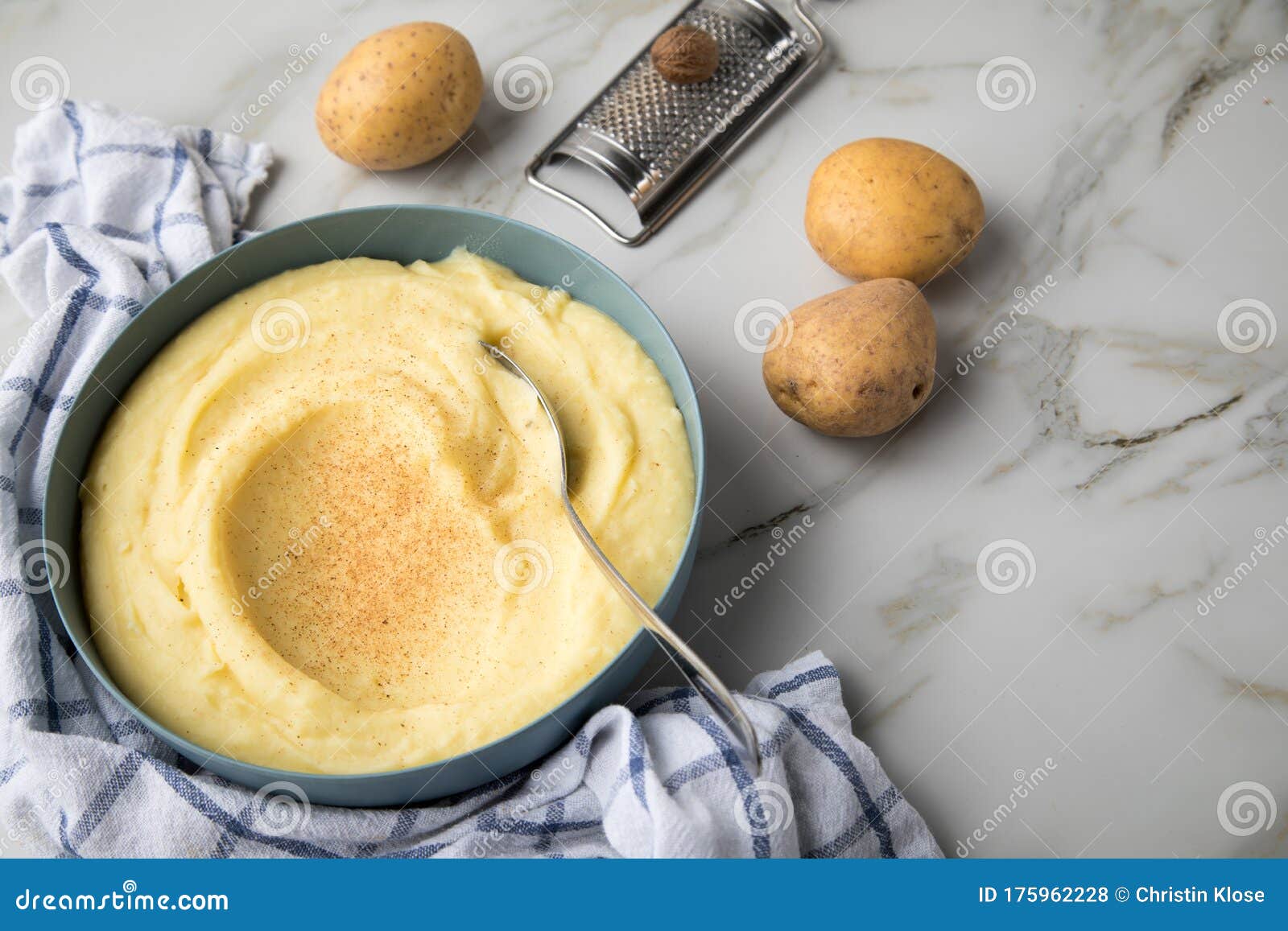Bowl with Mashed Potatoes and Ingredients As Potato, Nutmeg with ...