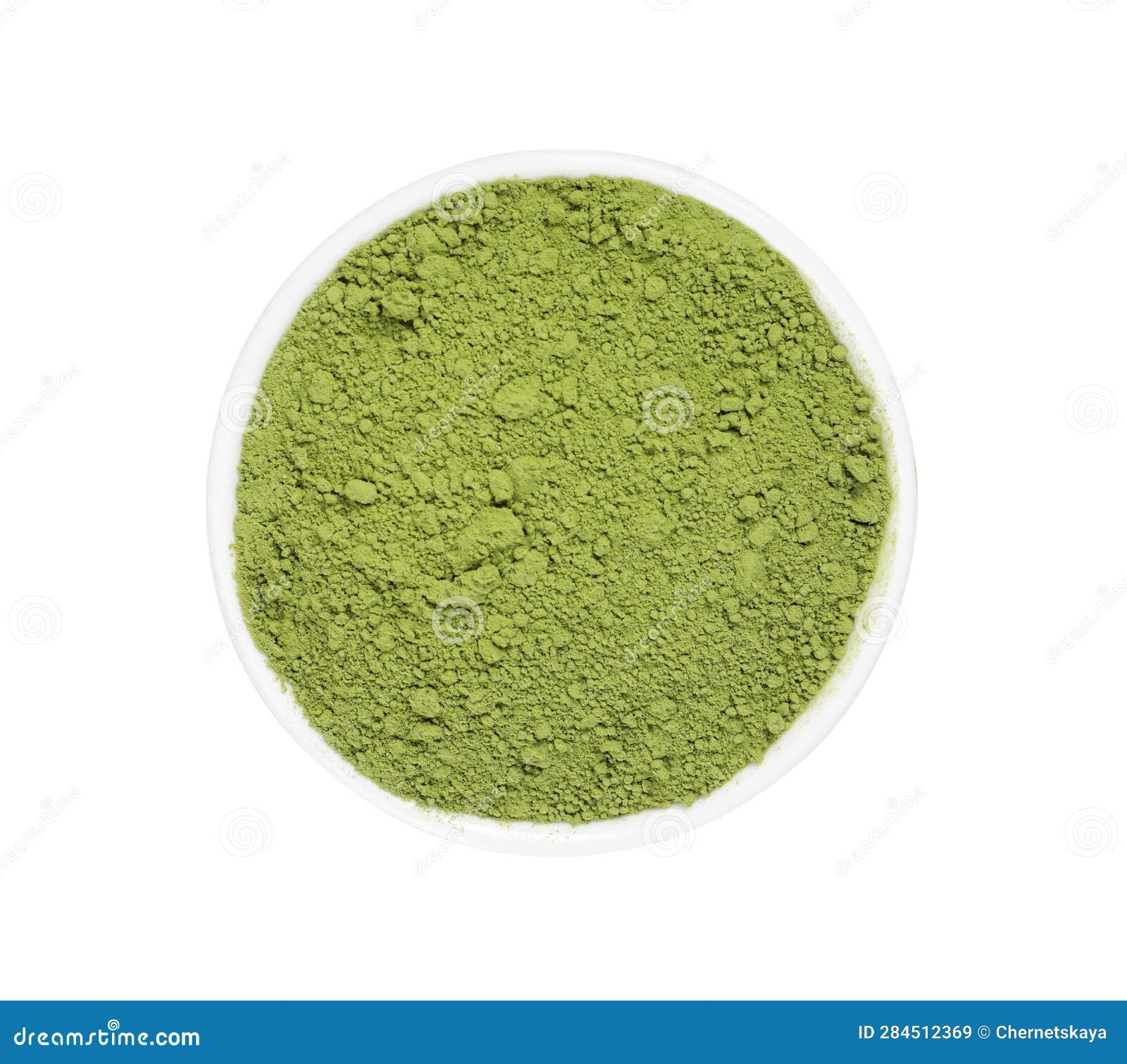 Bowl of Matcha Powder Isolated on White, Top View Stock Image - Image ...
