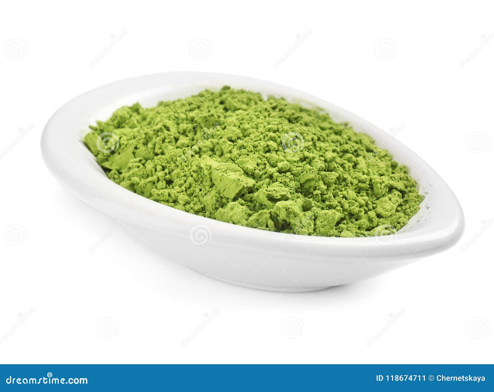 Bowl with Matcha Tea on White Background Stock Image - Image of health ...