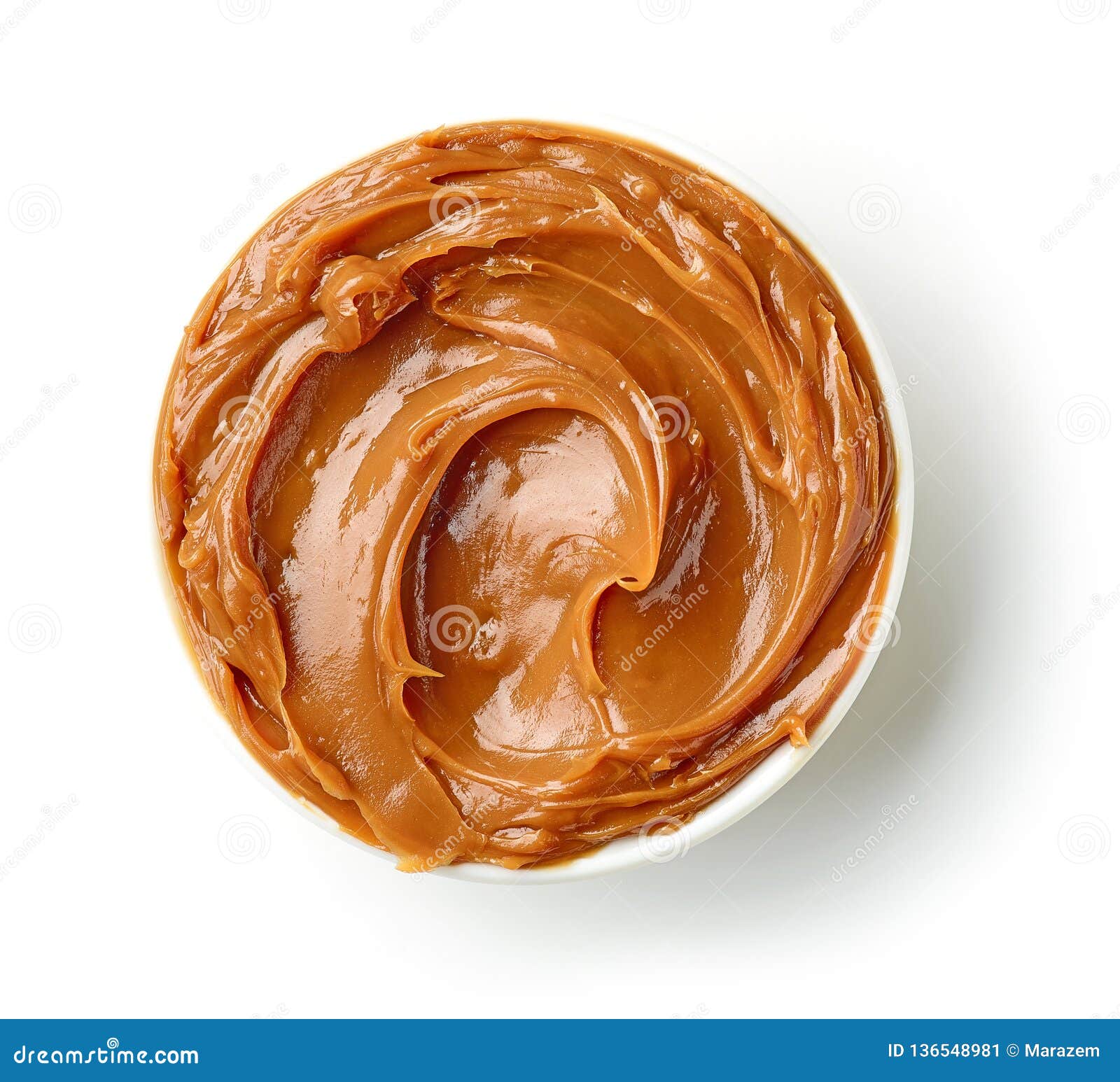 Bowl of melted caramel stock image. Image of delicious - 136548981
