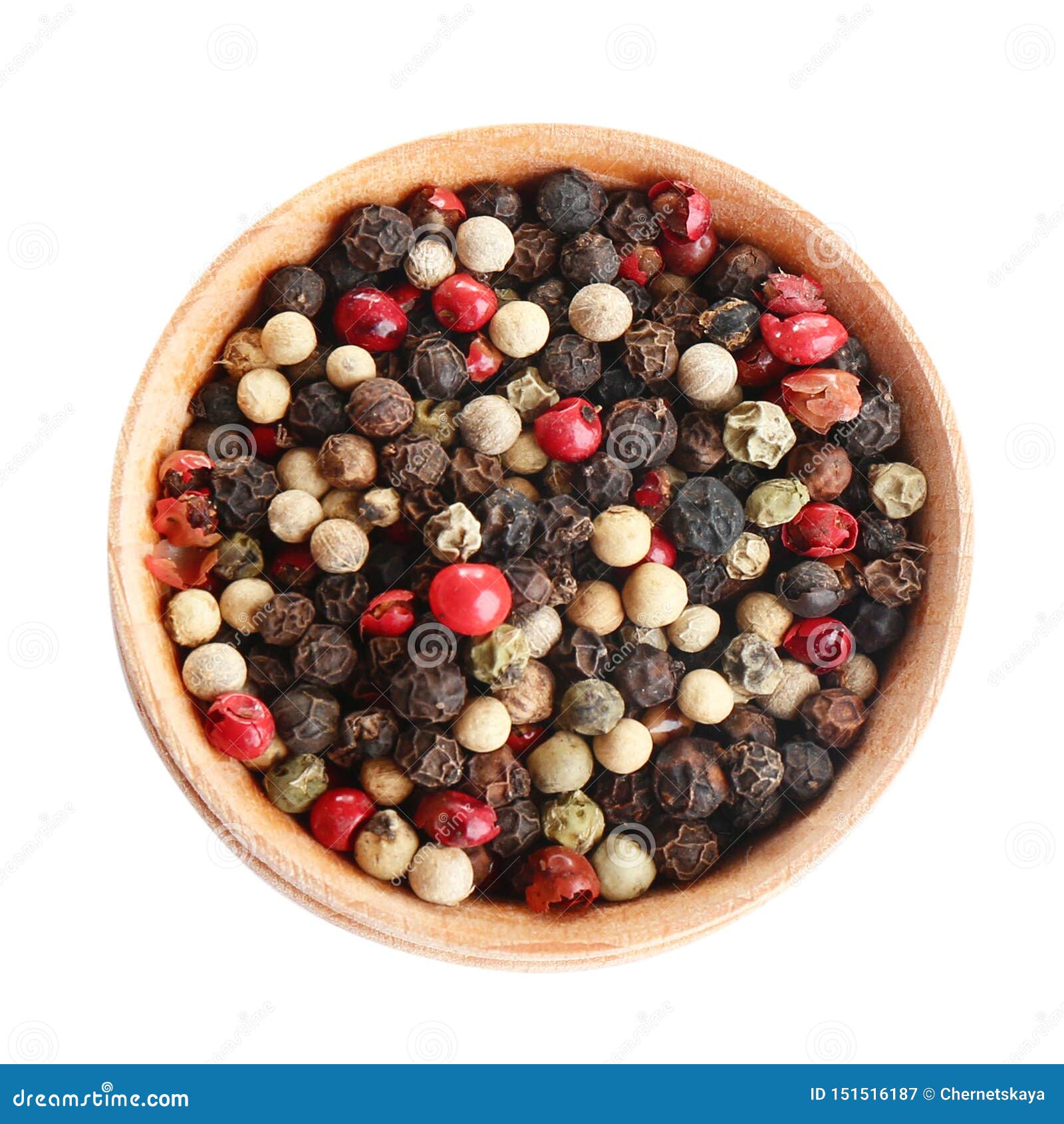Bowl of Mixed Peppercorns Isolated on White Stock Image - Image of ...