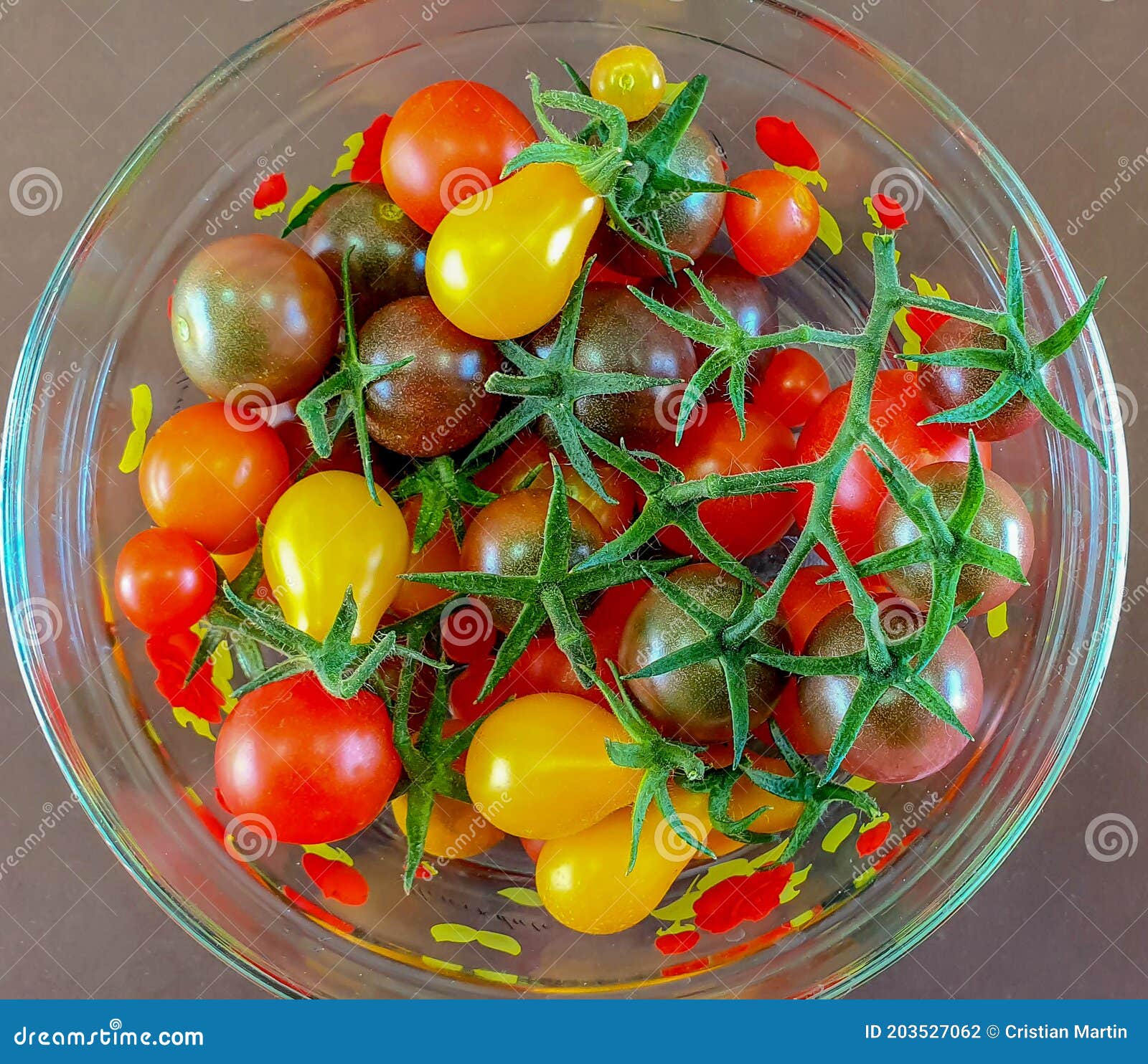 Bowl of Multi Color Cherry Tomatoes from Above/cherry Tomatoes Stock ...