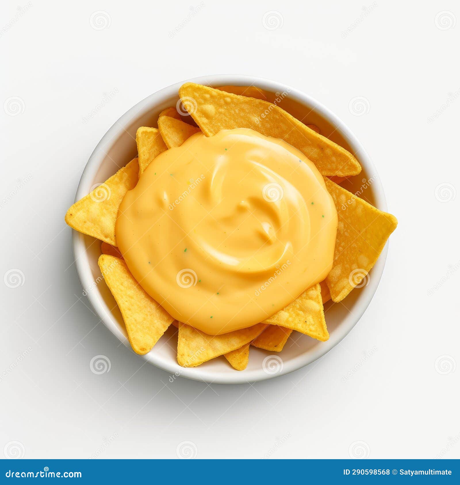 Bowl of Nacho Cheddar Cheese Sauce on White Background Generative AI ...