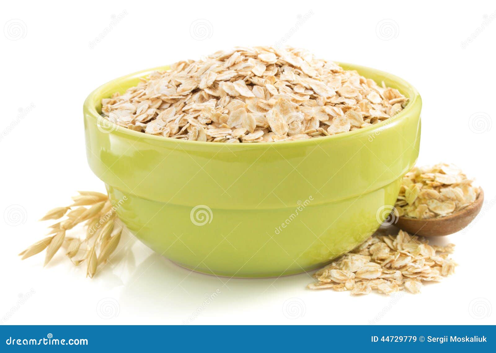 Bowl of oat flake on white stock image. Image of plate - 44729779