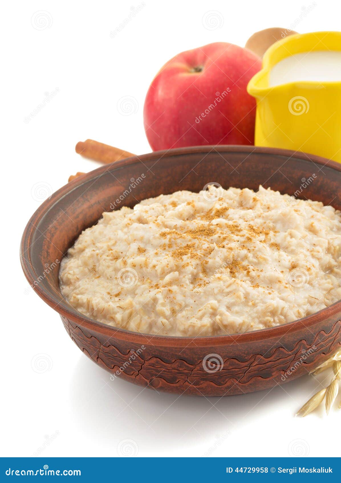 Bowl of oatmeal on white stock photo. Image of breakfast - 44729958
