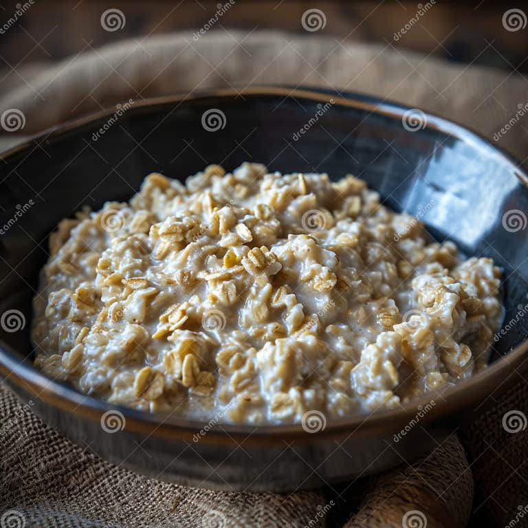 A Bowl of Oatmeal with White Liquid Stock Illustration - Illustration ...