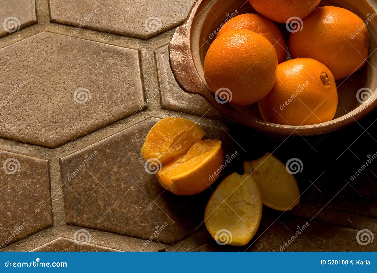 Bowl of Oranges on Spanish Tile Floor Stock Photo - Image of shiny ...