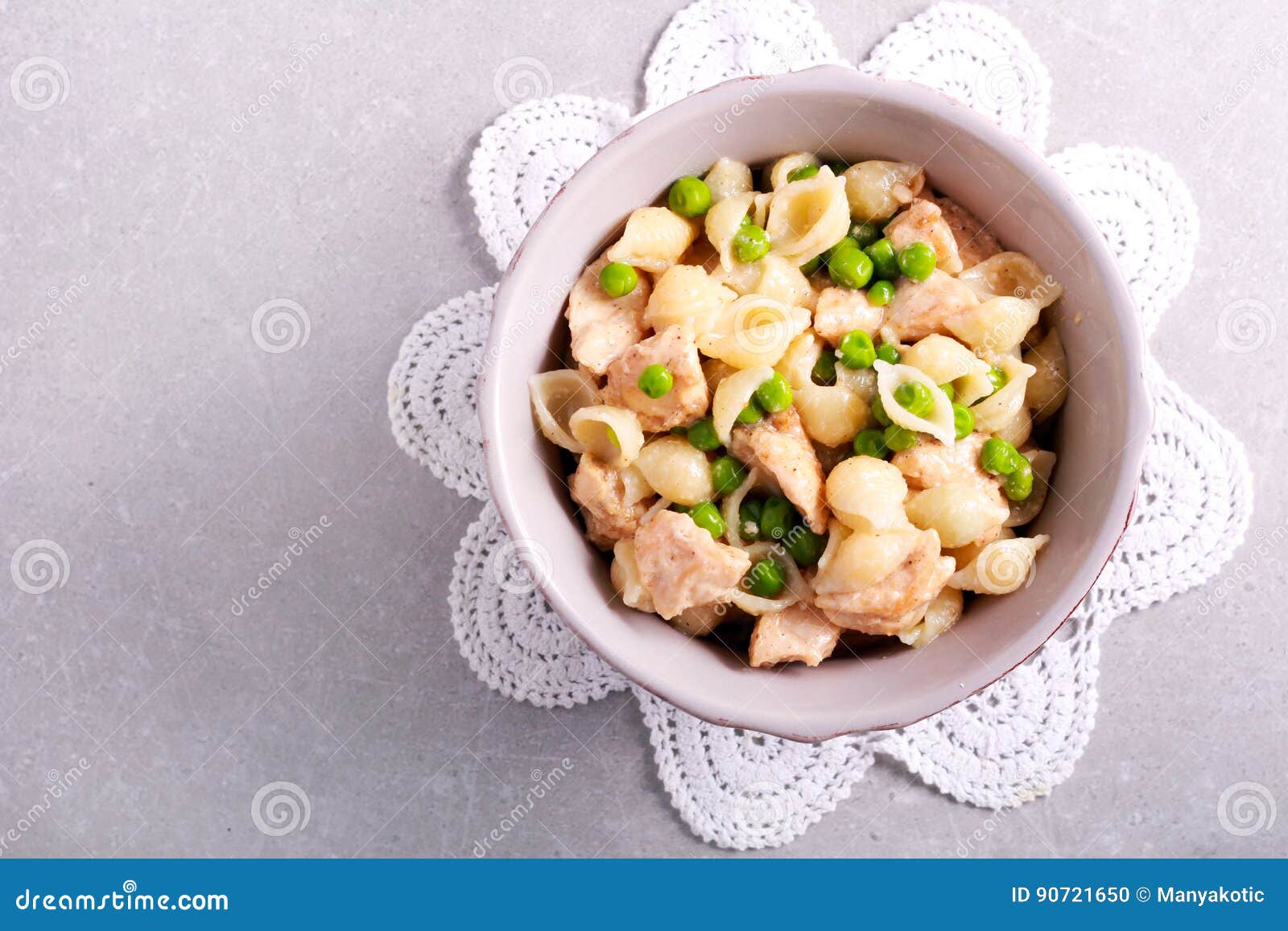 Bowl of Pasta with Chicken Fillet Stock Photo - Image of creamy, dinner ...