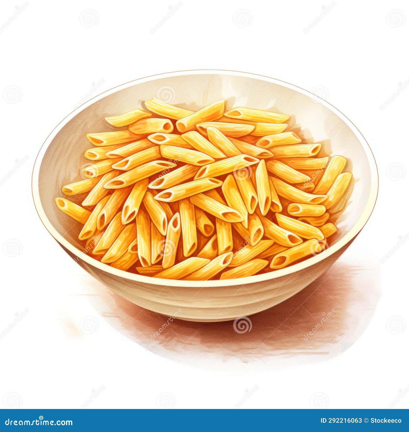 Highly Realistic Digital Watercolor Illustration of Orzo Pasta Stock ...