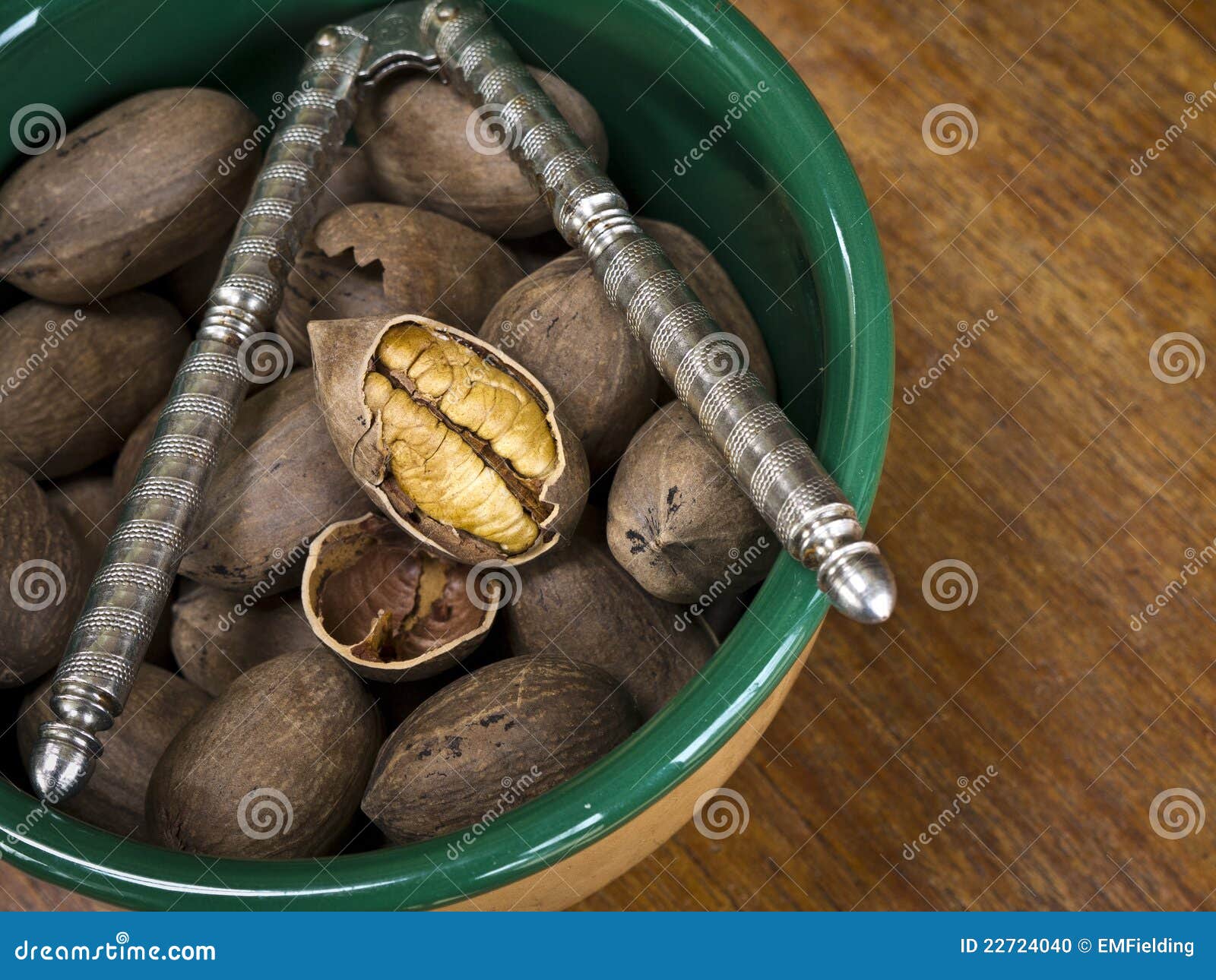Bowl of Pecans with Nut Cracker Stock Photo - Image of snacking ...