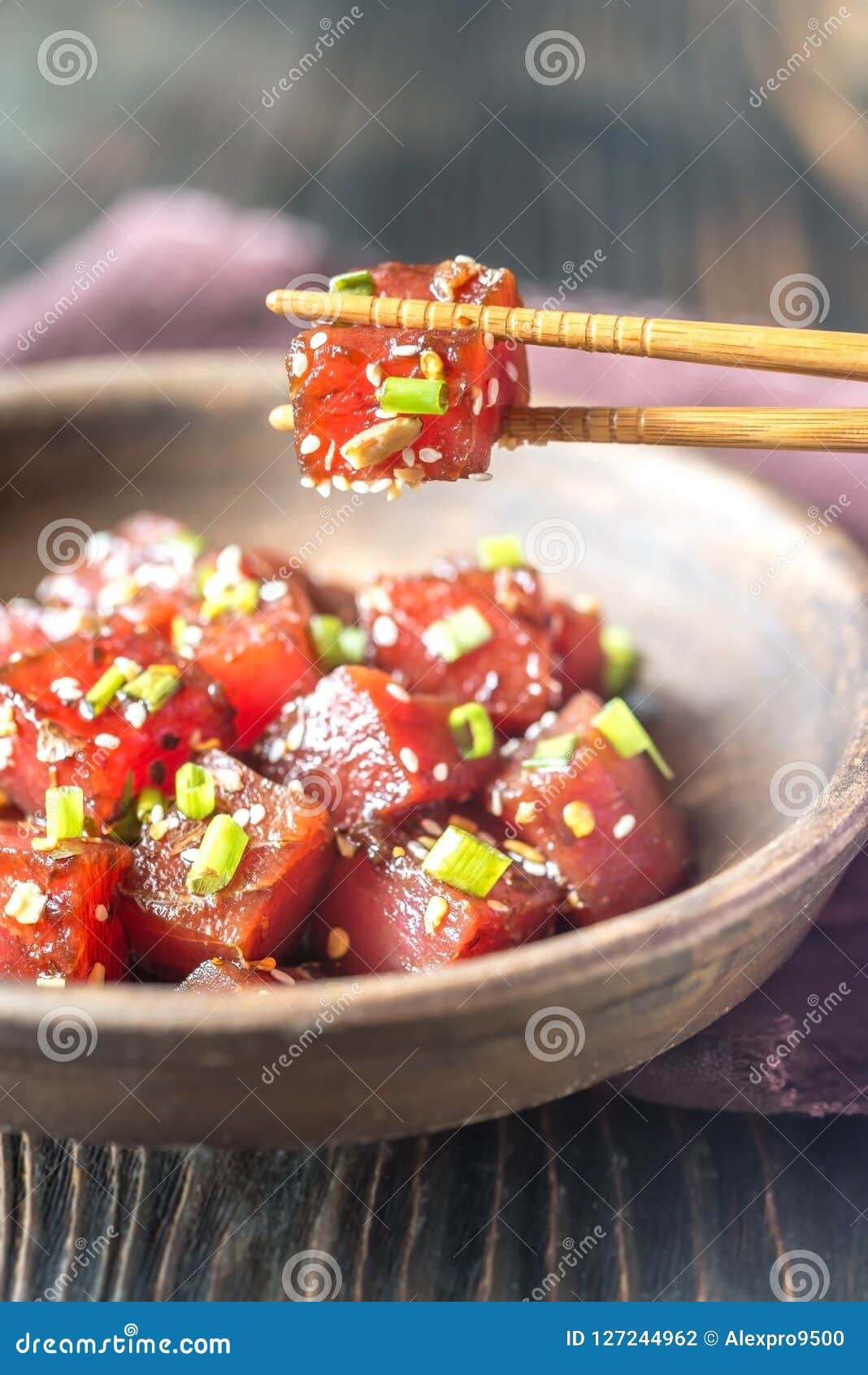 Bowl of Poke - Traditional Hawaiian Dish Stock Photo - Image of poke ...