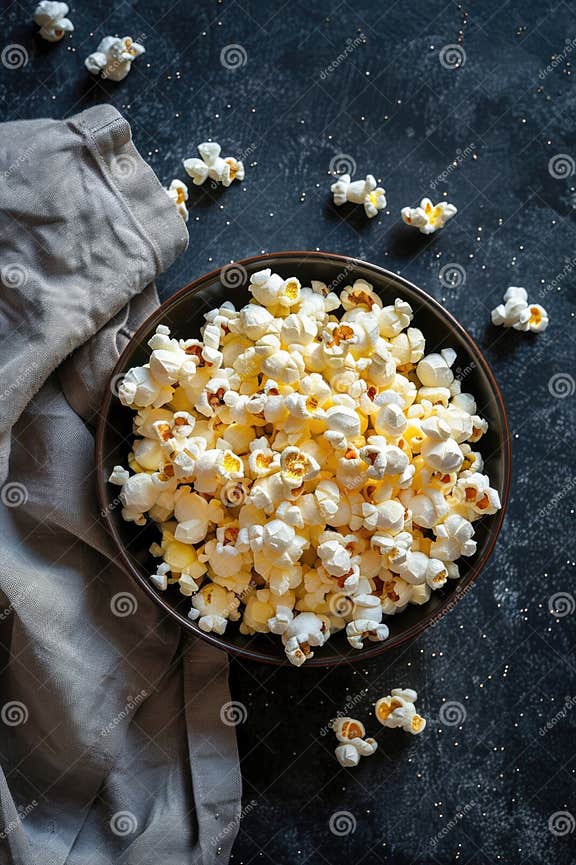 A Bowl of Popcorn on a Table, Perfect for Snack Ads Stock Image - Image ...