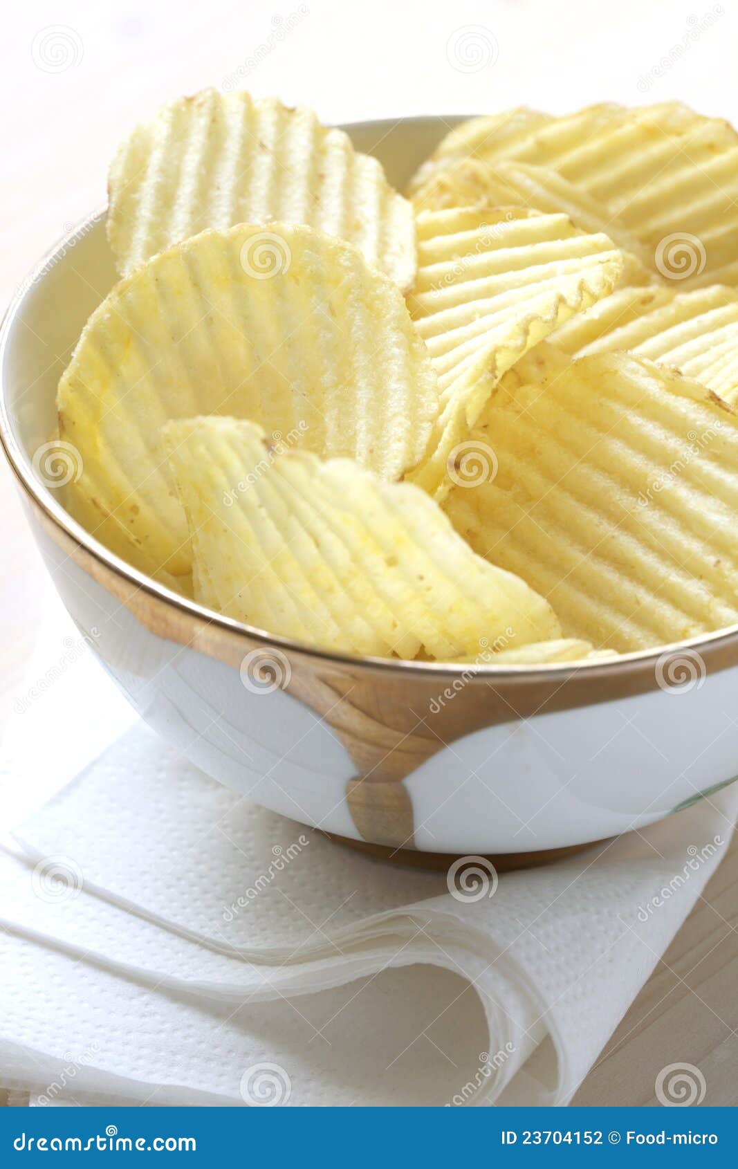 Bowl of potato crisps stock photo. Image of crunchy, fried - 23704152