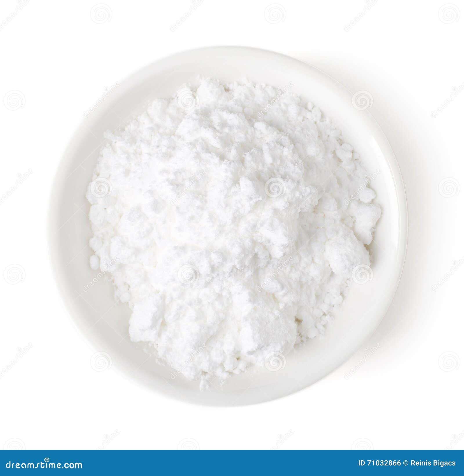 Bowl of Powder Sugar on White Background, Top View Stock Photo - Image ...