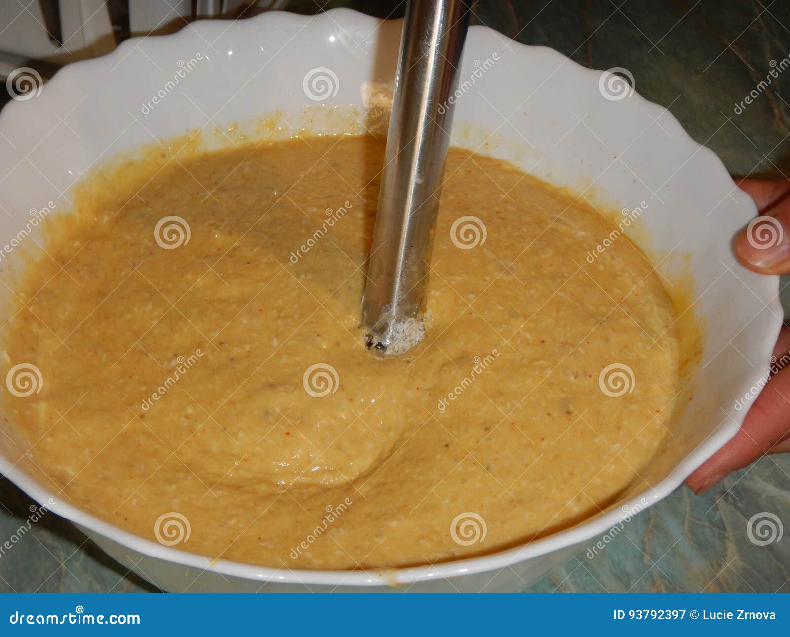 Bowl with Prepared Blended Ingredients for a Cake Stock Image - Image ...