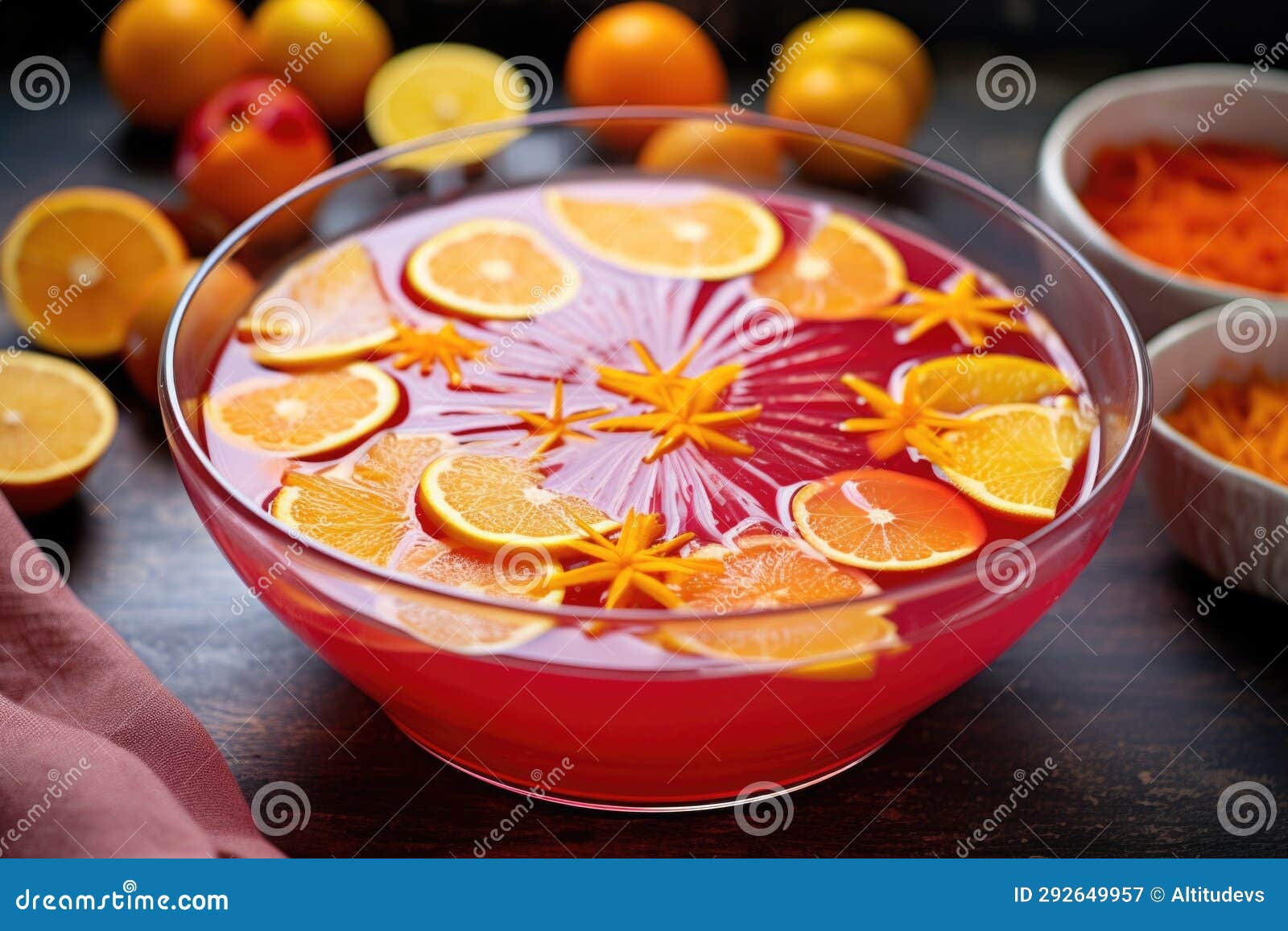 Bowl of Punch with Floating Fruit Slices Stock Illustration ...