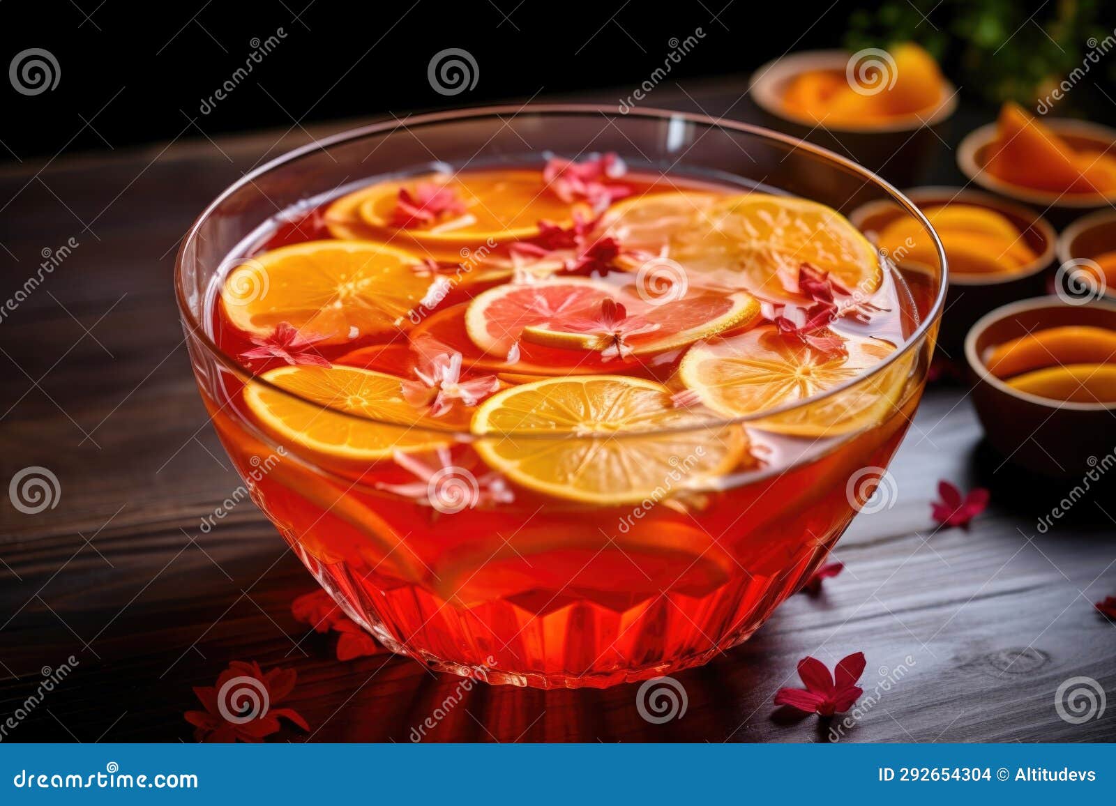 Bowl of Punch with Floating Fruit Slices Stock Illustration ...