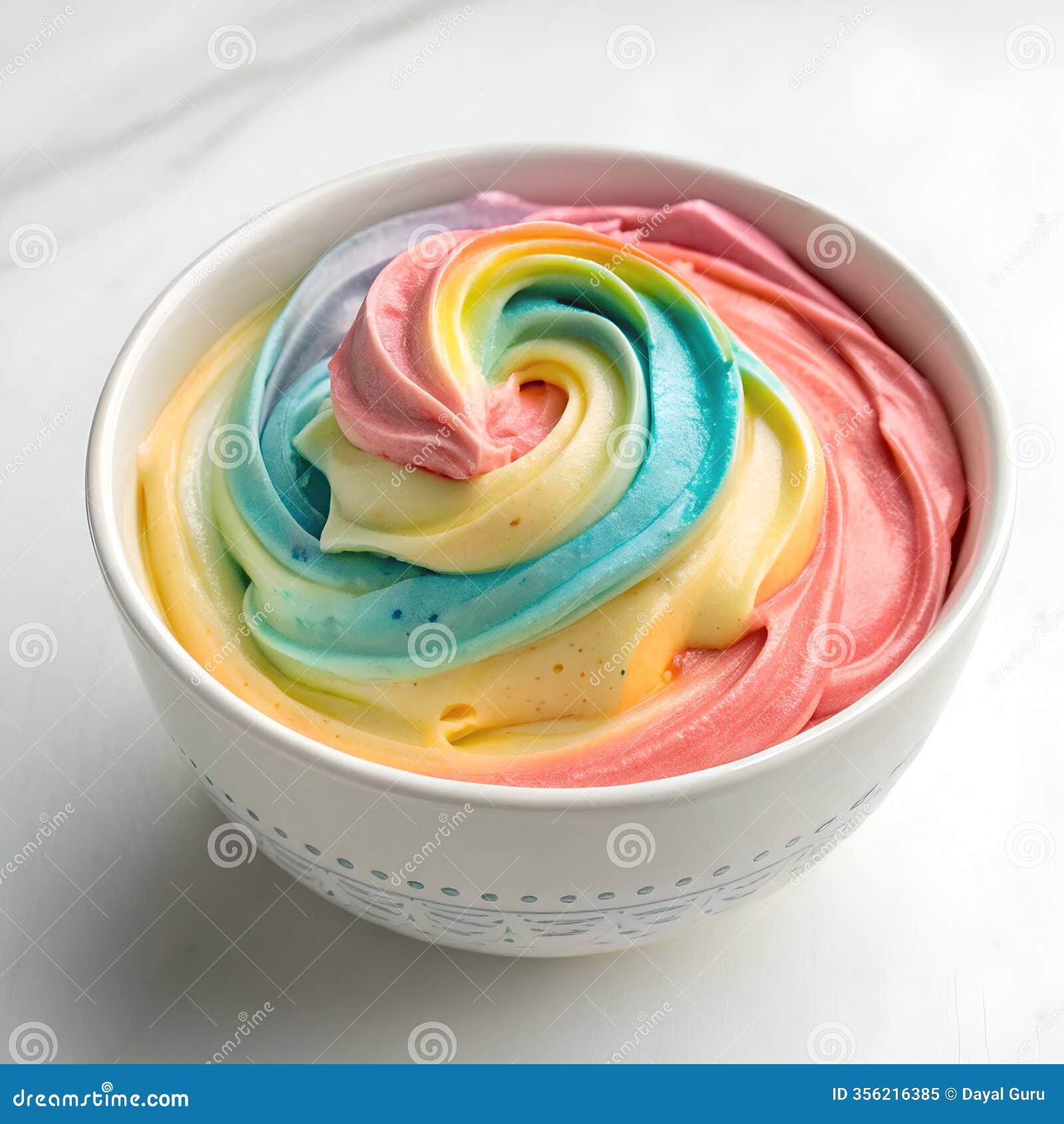 Bowl Of Rainbow Cream Isolated On White Background Royalty-Free Stock ...