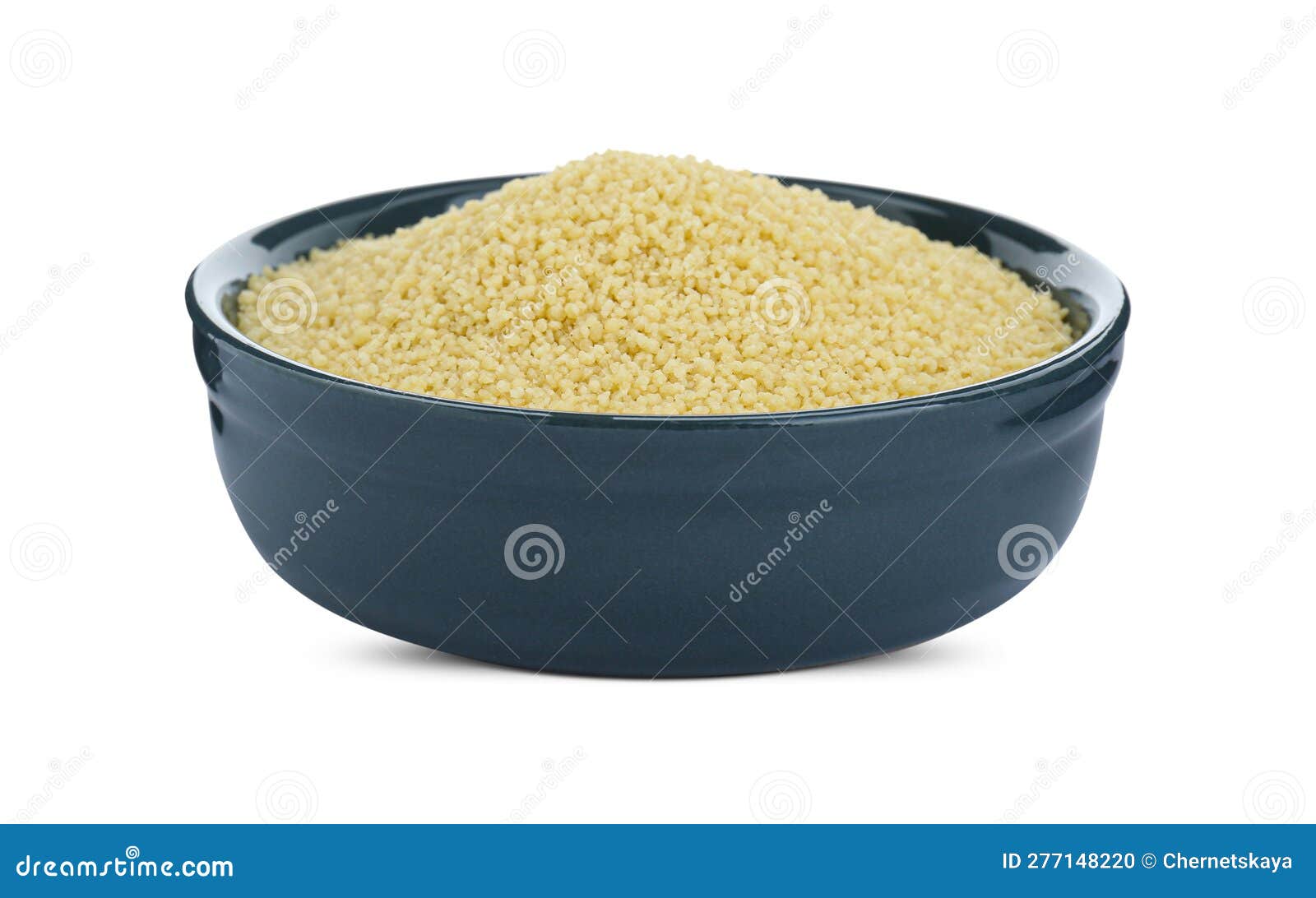 Bowl of Raw Couscous Isolated on White Stock Photo - Image of ...