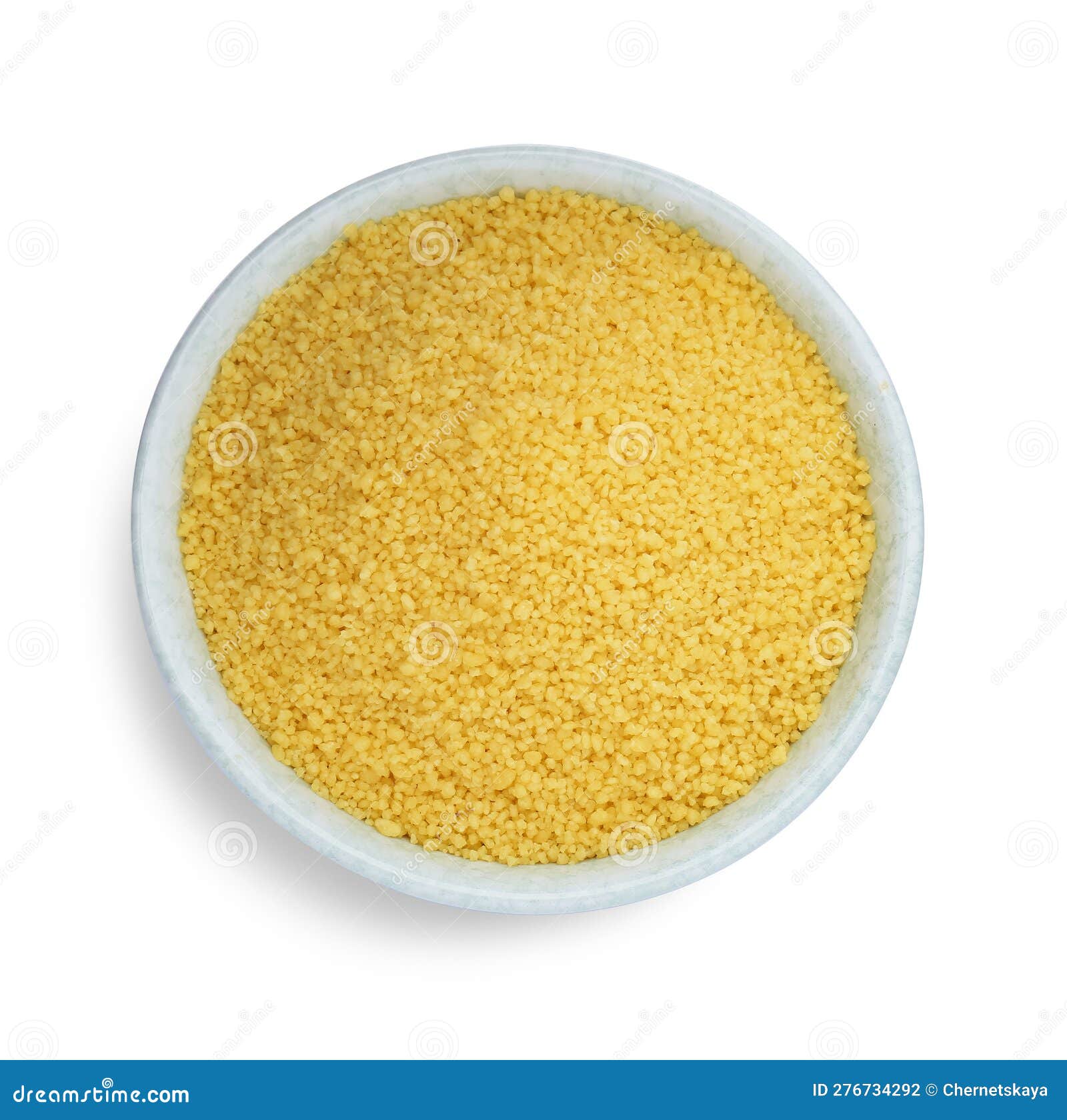 Bowl of Raw Couscous Isolated on White, Top View Stock Photo - Image of ...