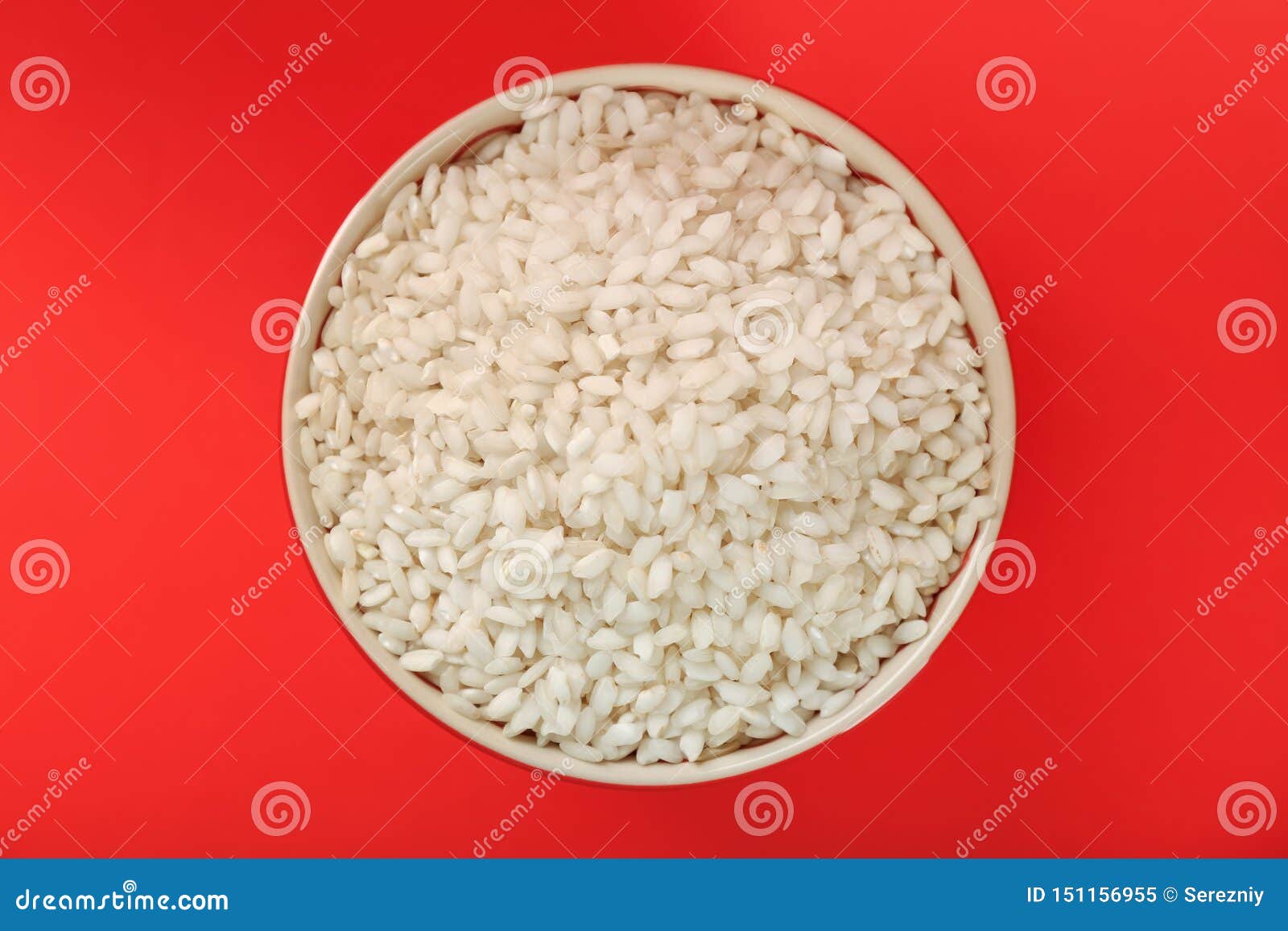 Bowl with Raw Rice on Color Background Stock Image - Image of ...