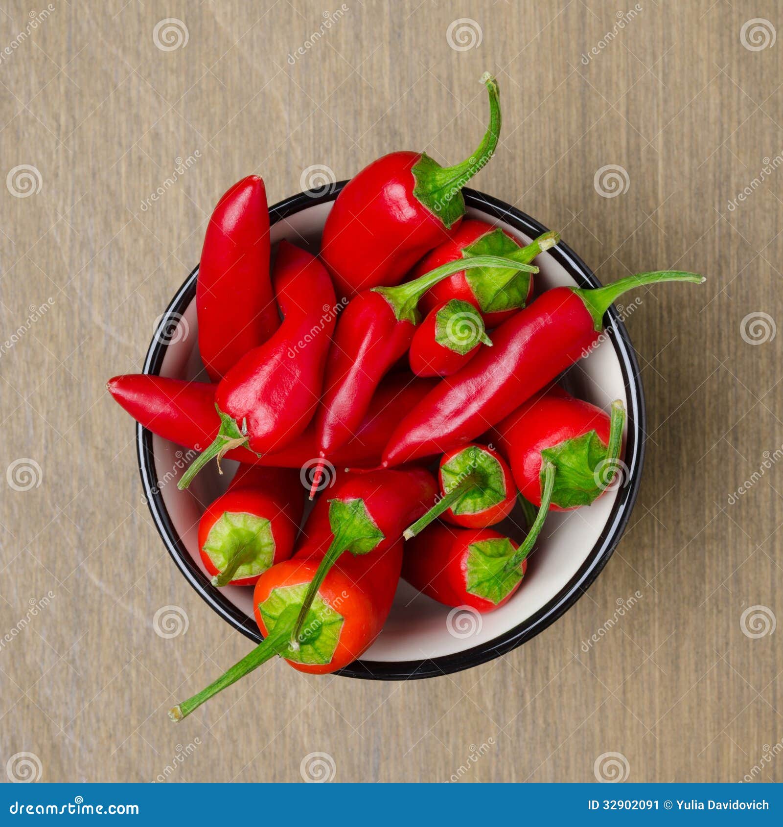 Bowl of Red Chili Peppers, Top View Stock Image - Image of condiment ...