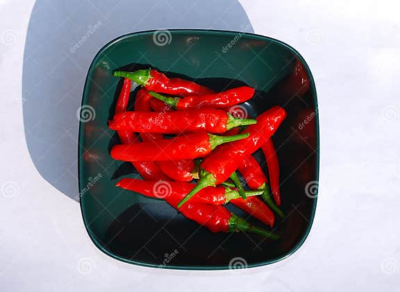 Bowl of Red Chillis in Sunlight with Shadow Stock Image - Image of farm ...