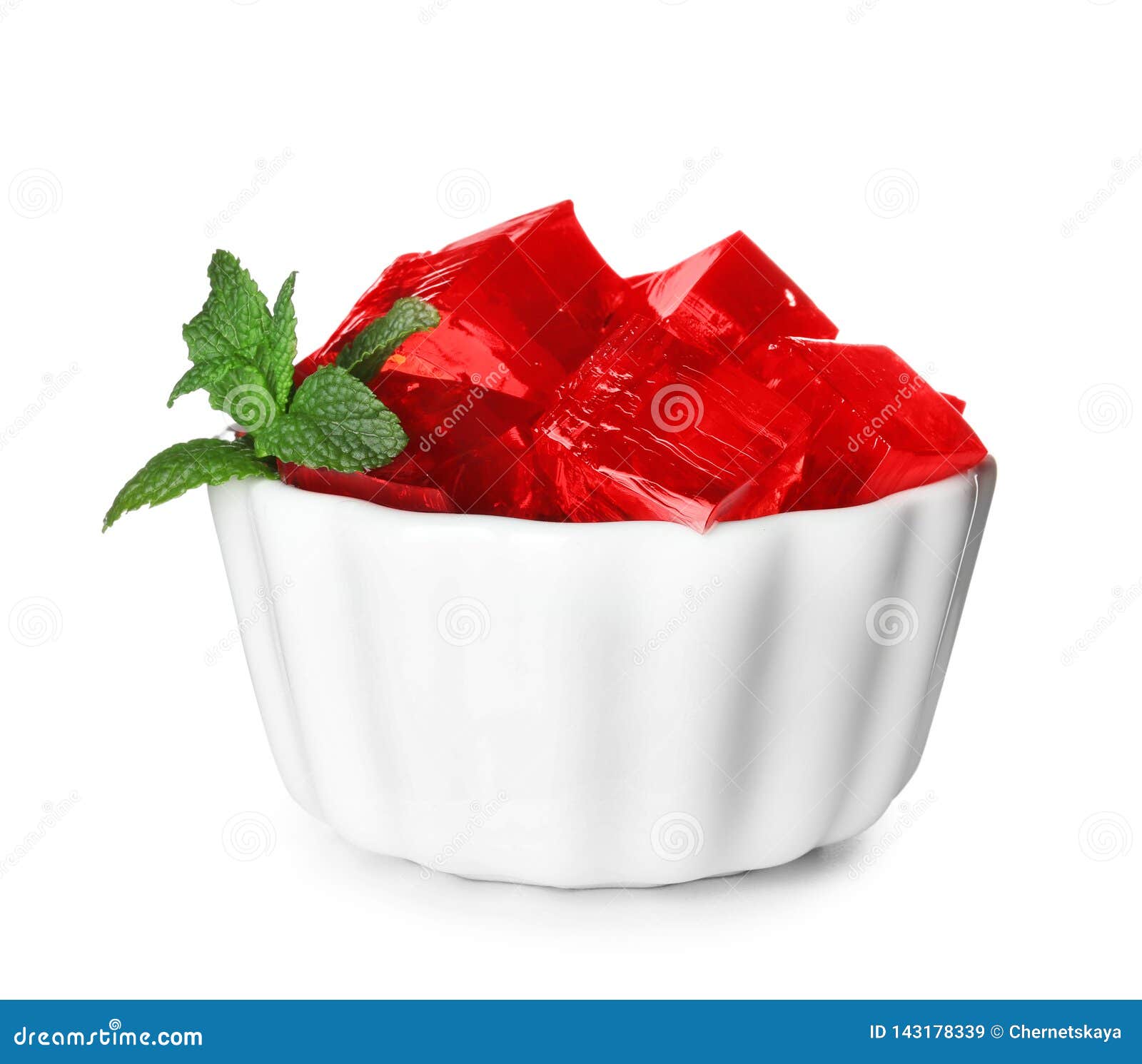 Bowl with Red Jelly Cubes on White Stock Image - Image of jello, diet ...