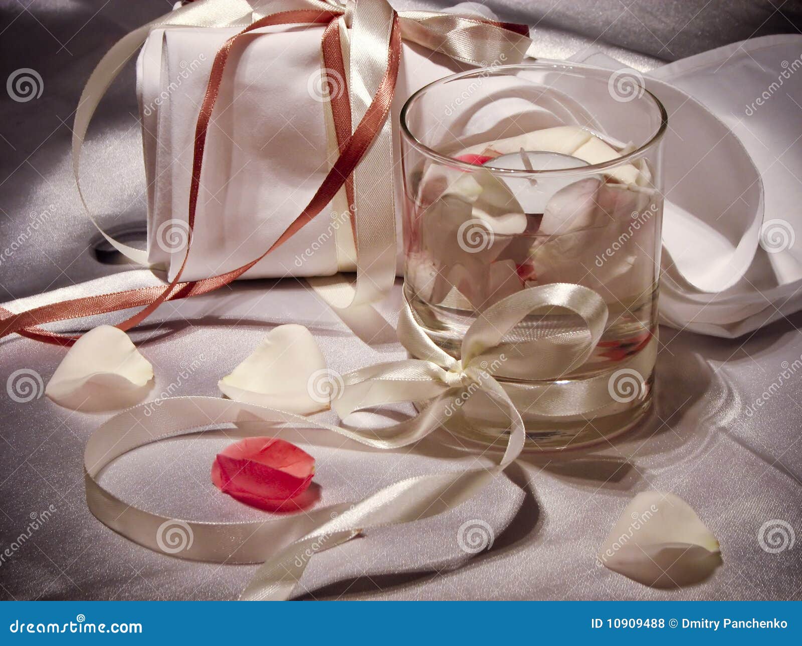 Bowl with Ribbon and Rose Petals Stock Photo - Image of decoration ...