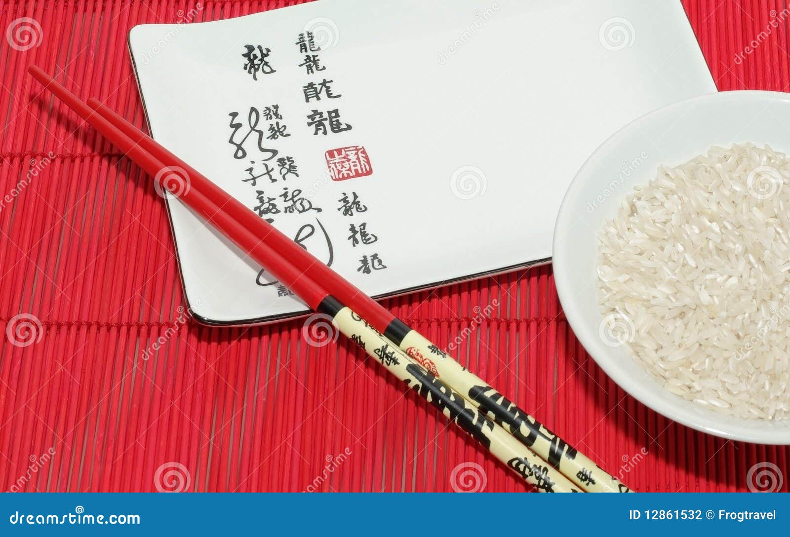 Bowl of Rice with Chopsticks Stock Photo - Image of dishware, china ...