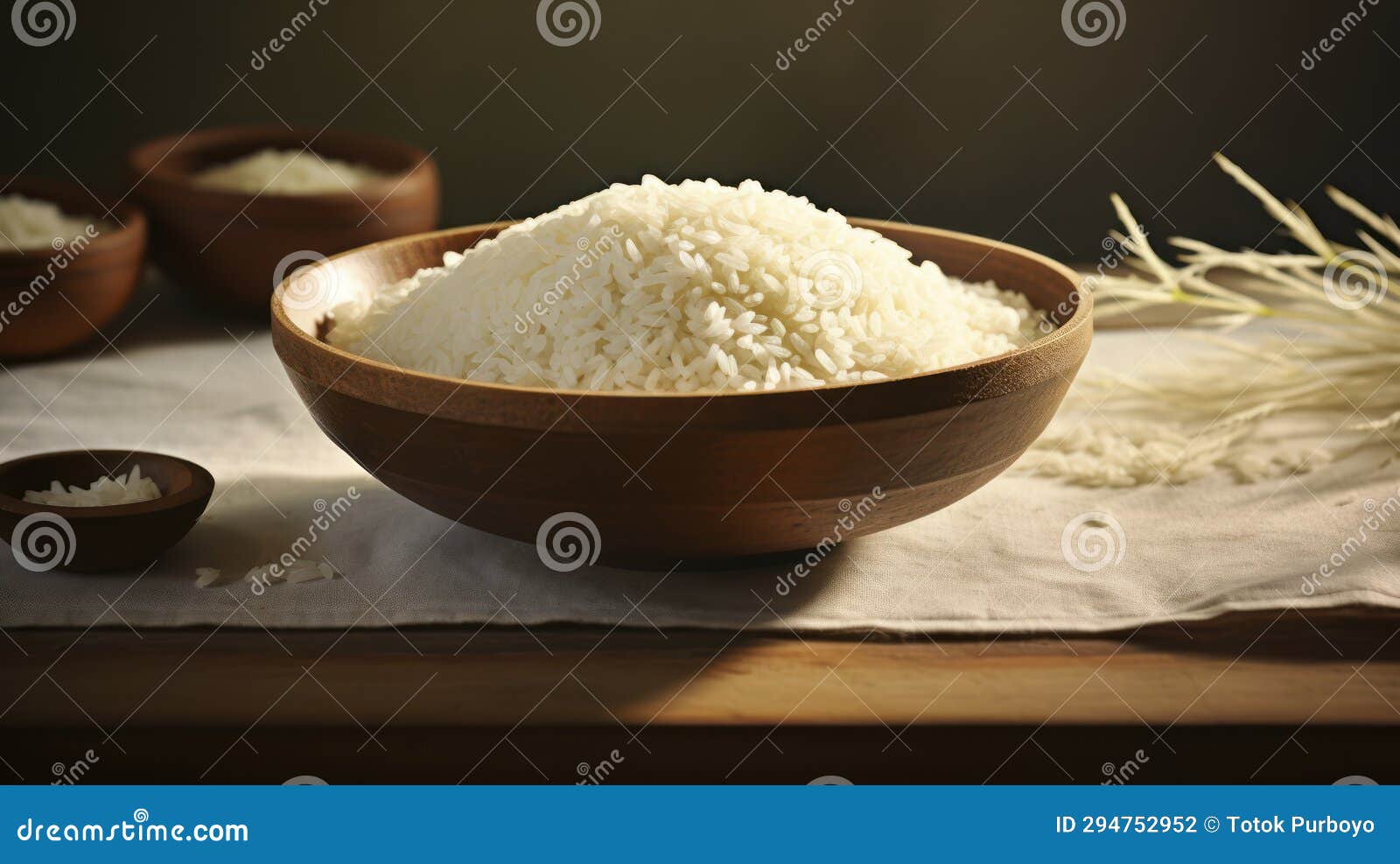 A Bowl of Rice on the Dining Table. Generative AI Stock Illustration ...