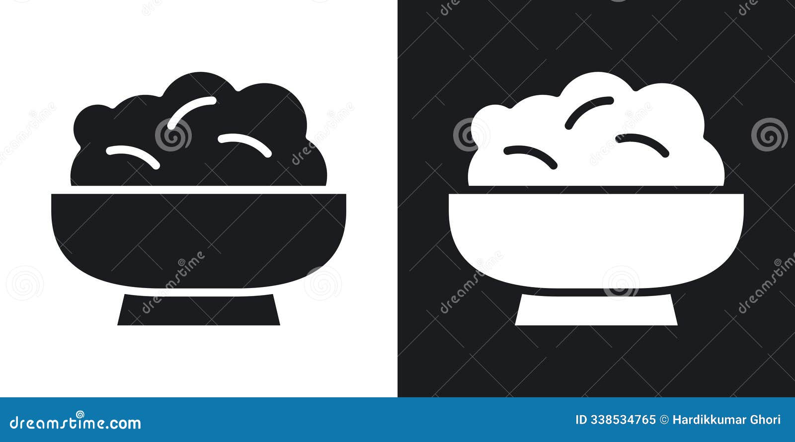 Bowl Of Rice With Crumb Isolated On White Background Stock Photo ...