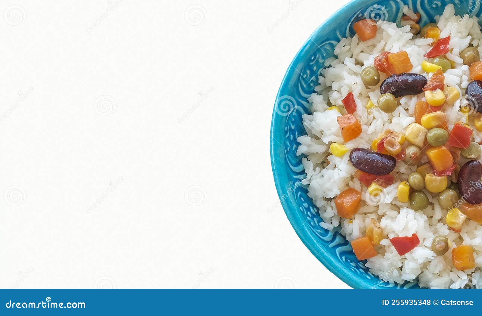 Bowl of Rice with Legumes on White Background Stock Photo - Image of ...