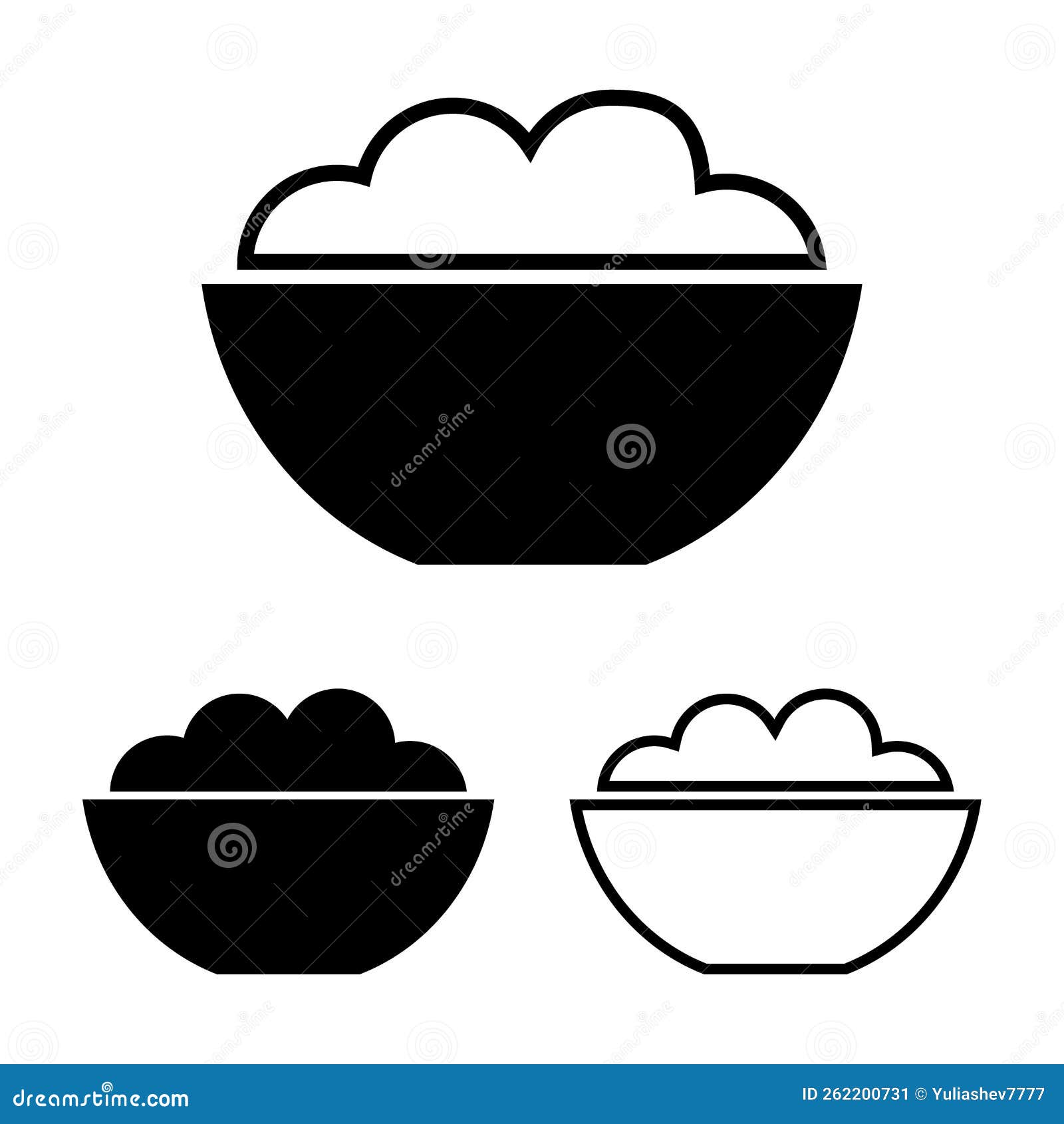 Bowl with rice, vector stock vector. Illustration of ethnic - 262200731