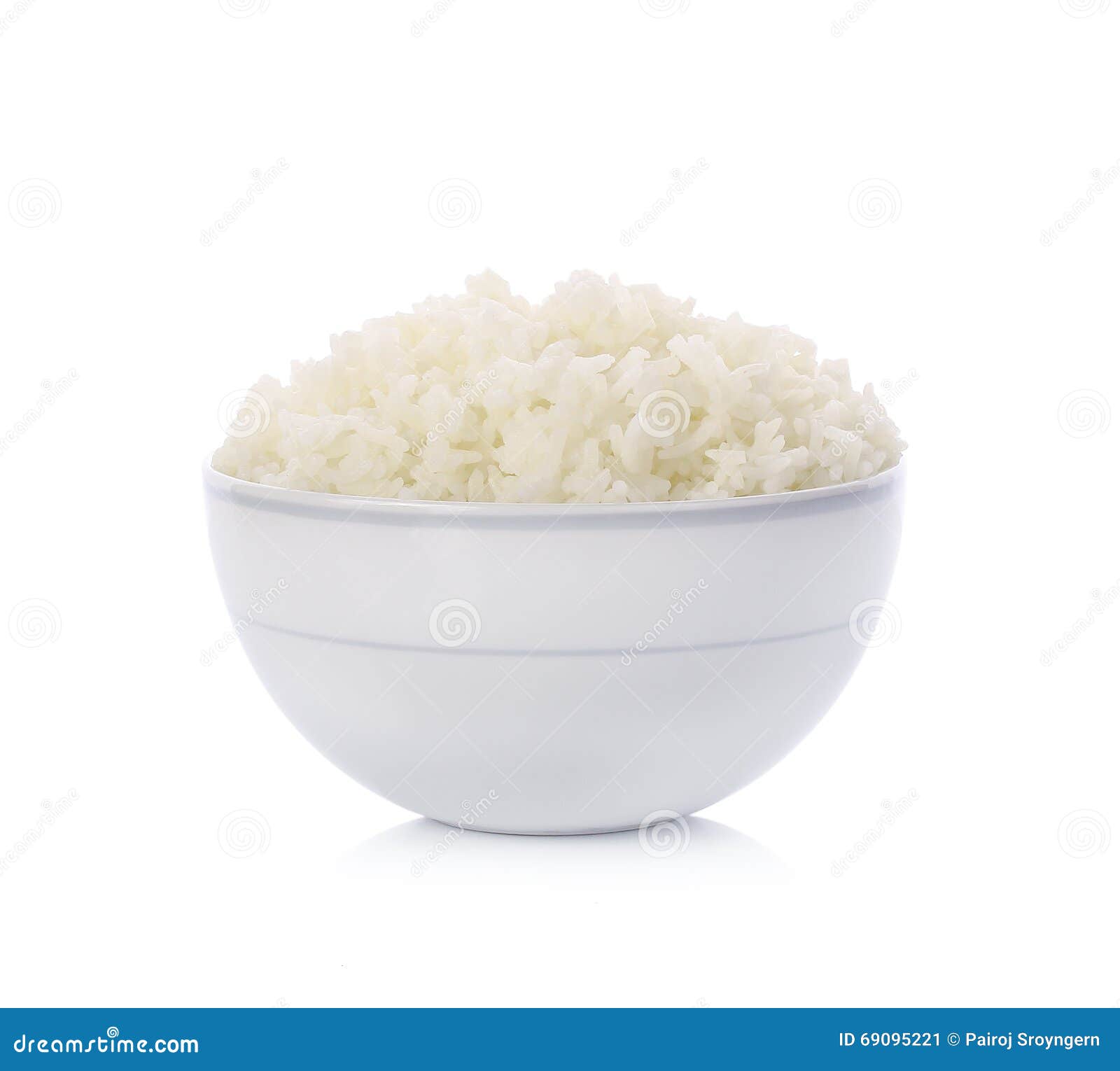 Bowl of Rice on White Background Stock Image - Image of cuisine, dish ...