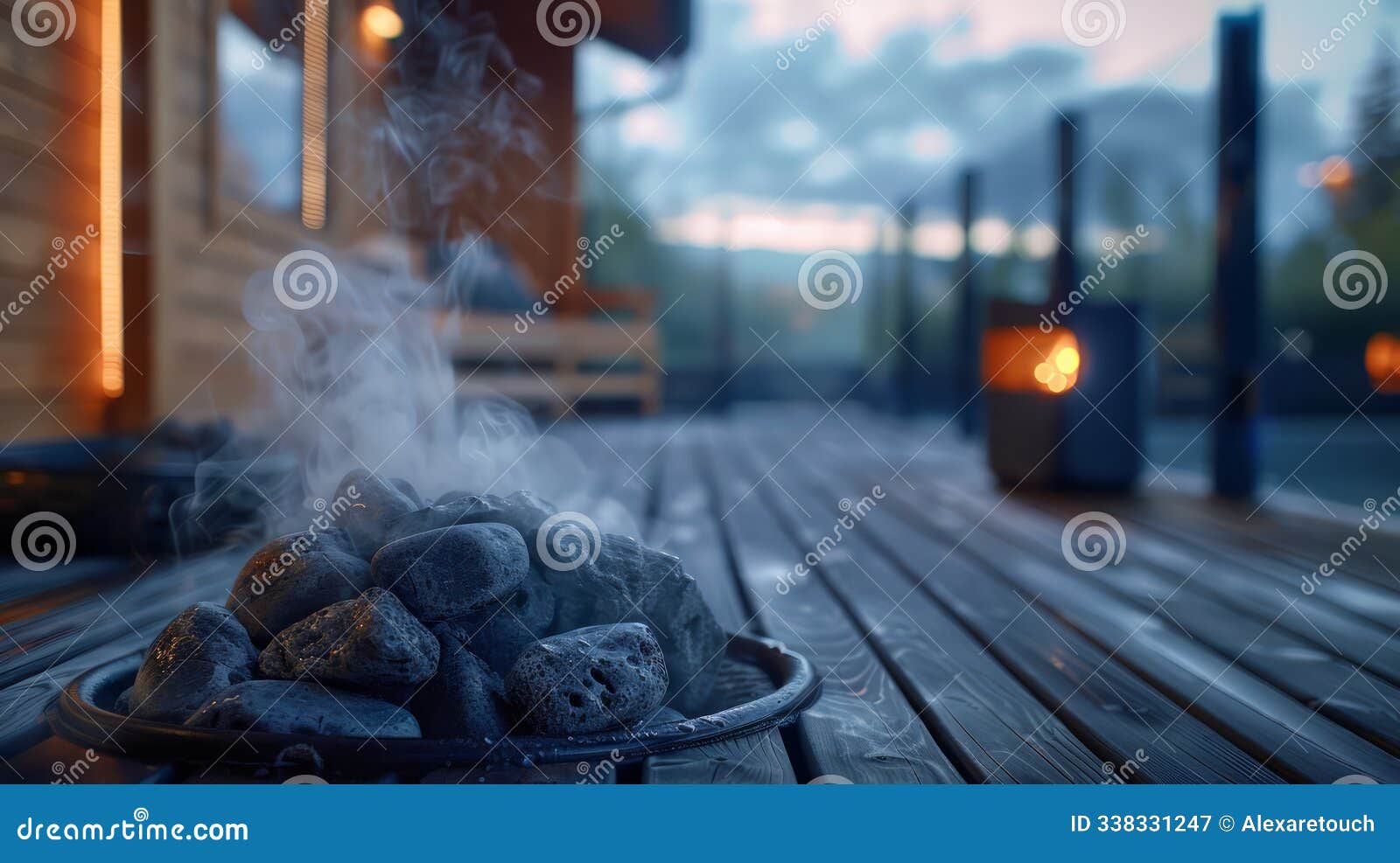 A Bowl of Rocks and Steam Coming Out from a Fire Pit, AI Stock Image ...