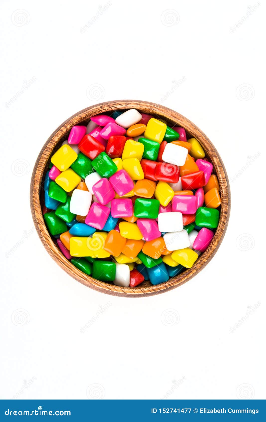 Bowl of Rounded Square Unchewed Multicolored Bubble Gum Pieces Stock ...