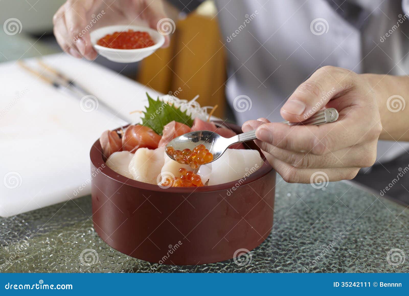 Bowl of Sashimi Don stock image. Image of serving, delicacy - 35242111