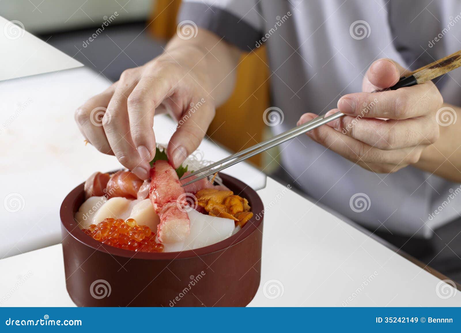 Bowl of Sashimi Don stock image. Image of closeup, sauce - 35242149