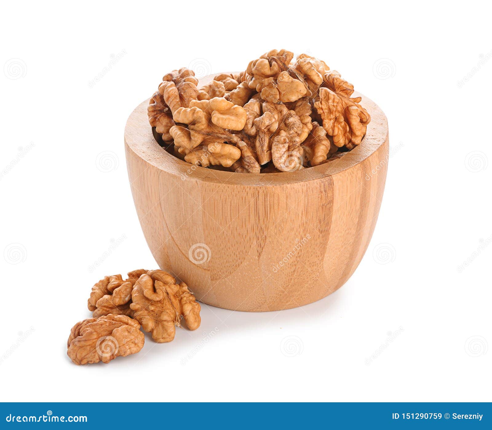 Bowl with Shelled Walnut on White Background Stock Image - Image of ...