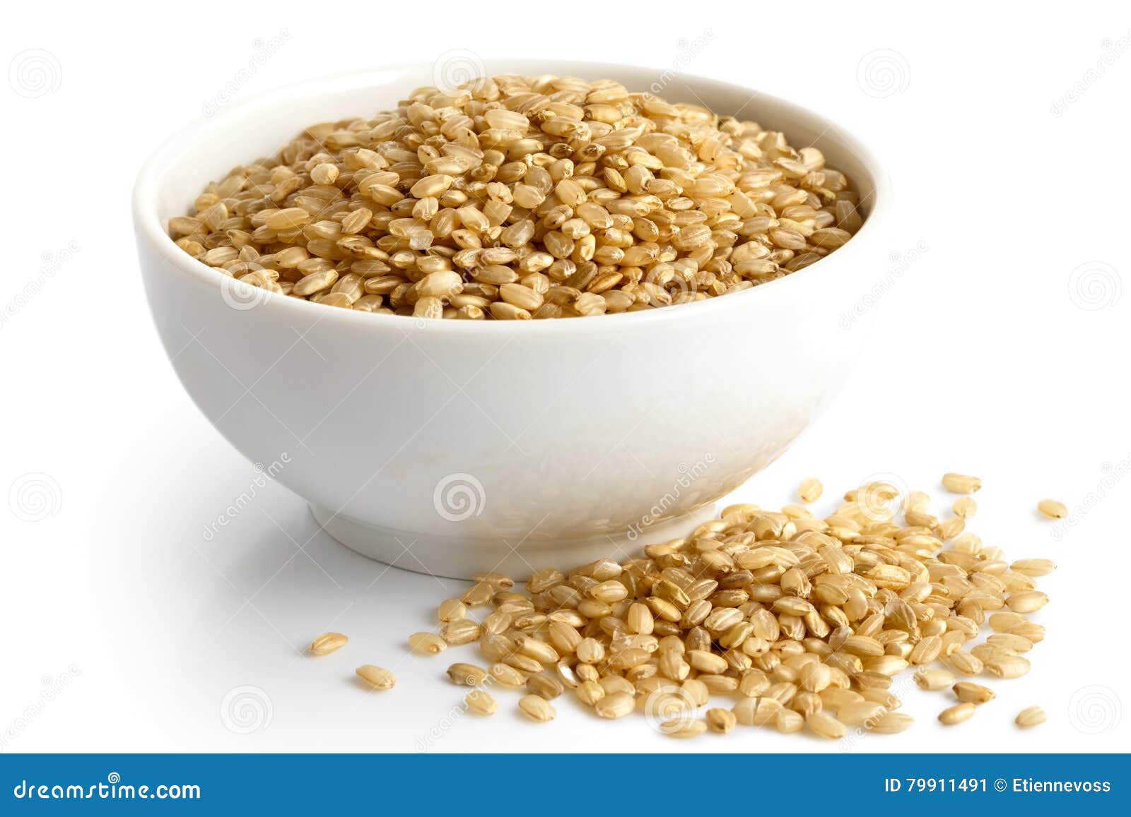 Bowl of Short Grain Brown Rice Isolated on White. Stock Image - Image ...