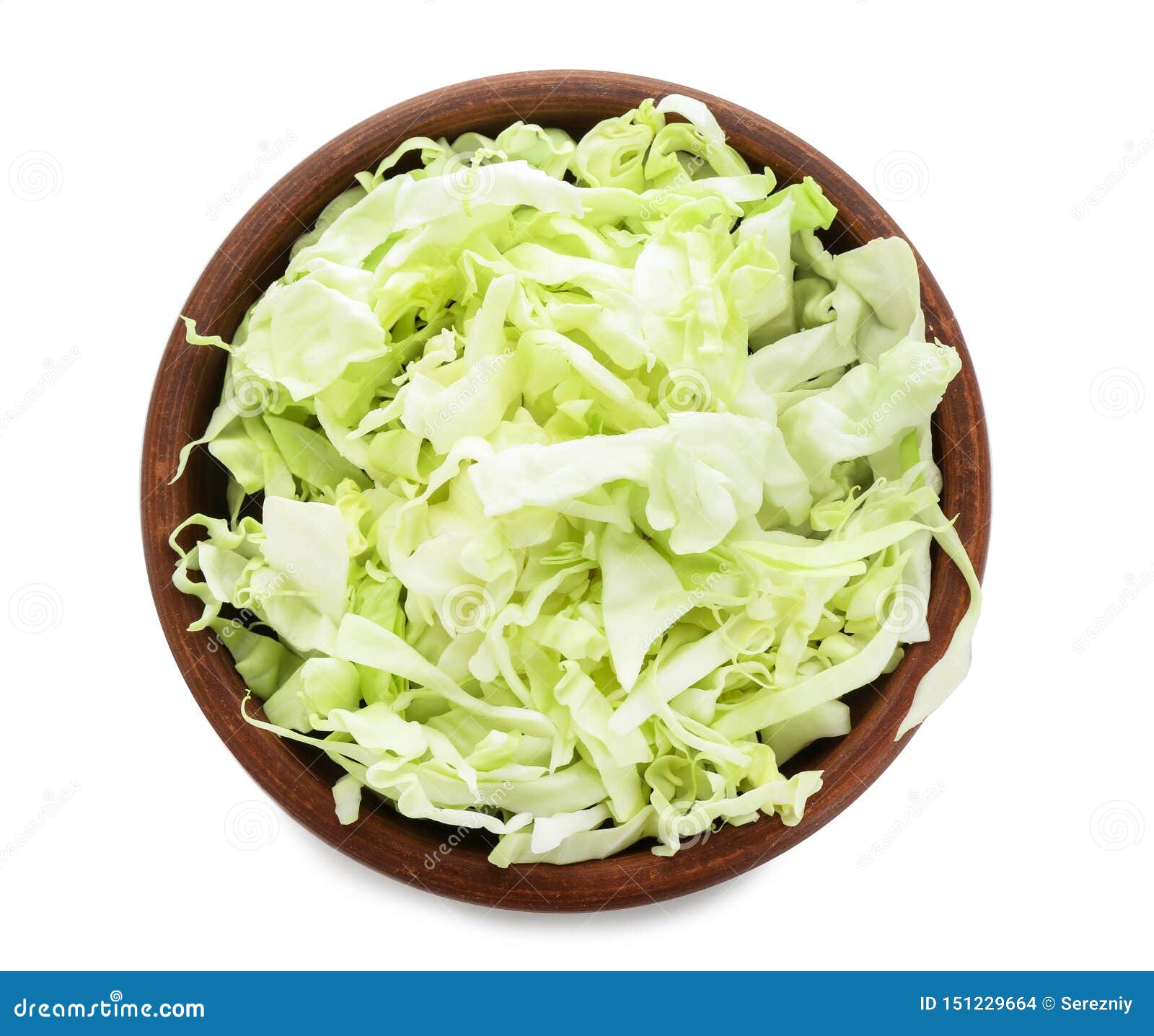 Bowl with Shredded Cabbage on White Background Stock Photo - Image of ...