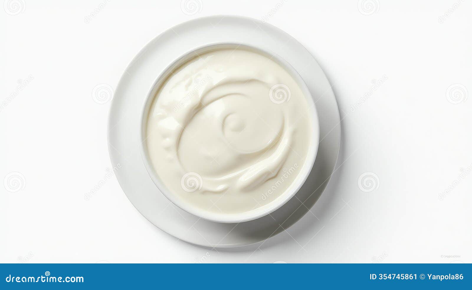 Bowl of Smooth Yogurt on a White Background, Highlighting Creamy ...