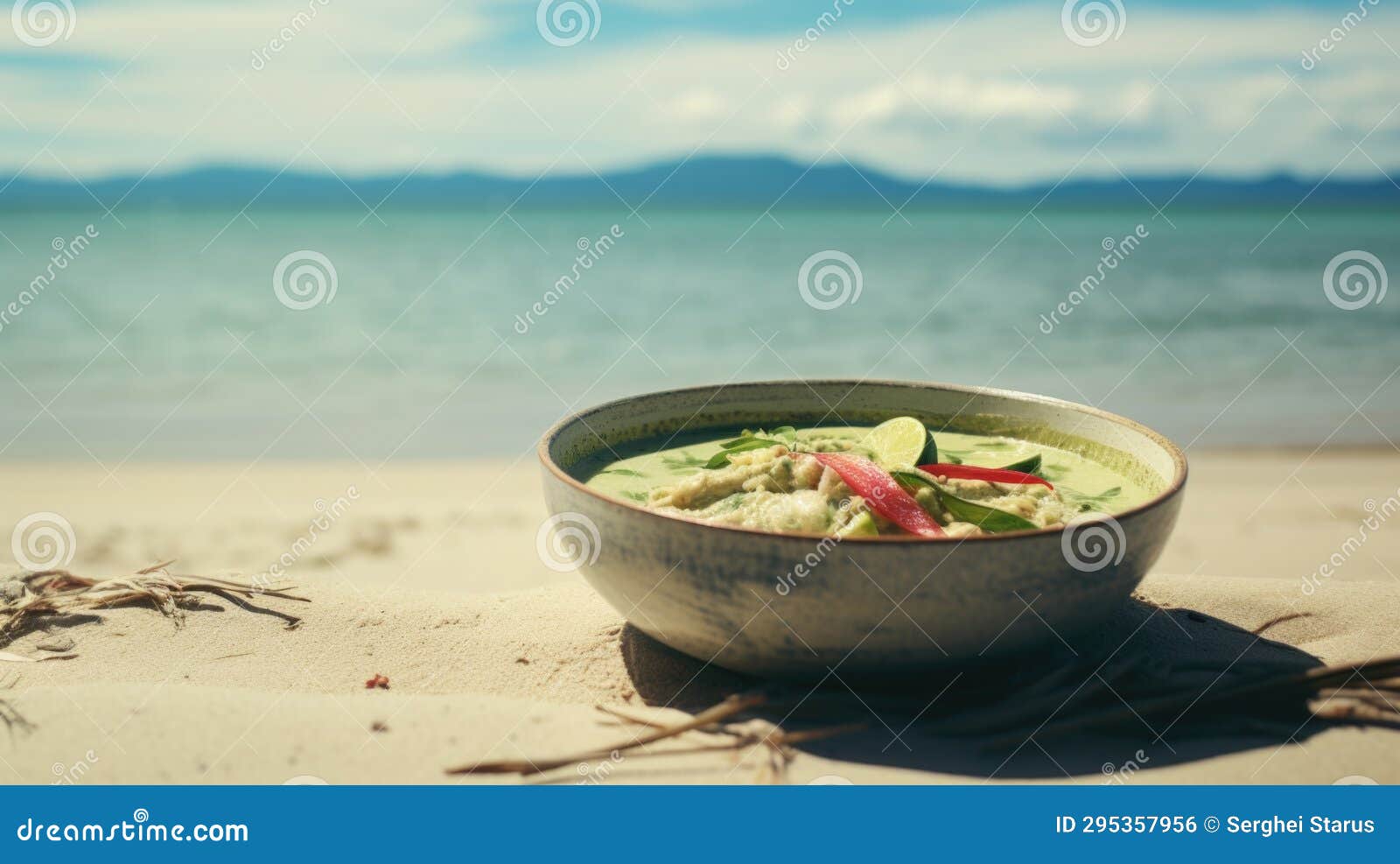 Bowl of Soup on the Beach, AI Stock Photo - Image of travel, crockery ...