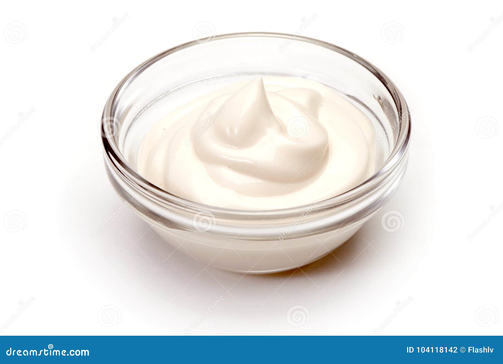 Bowl of Sour Cream on White Background Stock Photo - Image of ...